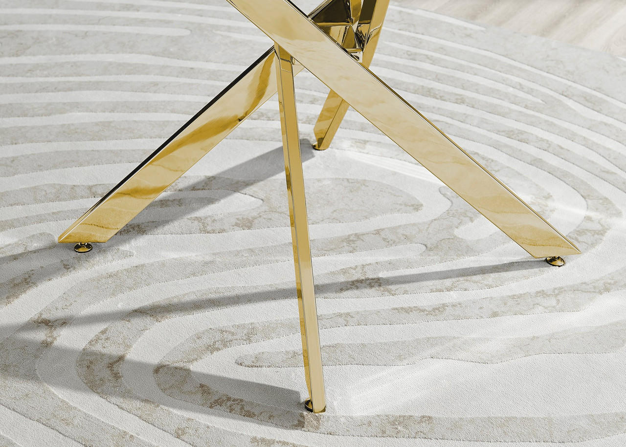 Novara 120cm White High Gloss Gold Leg Table & 4 Pesaro Chairs ...