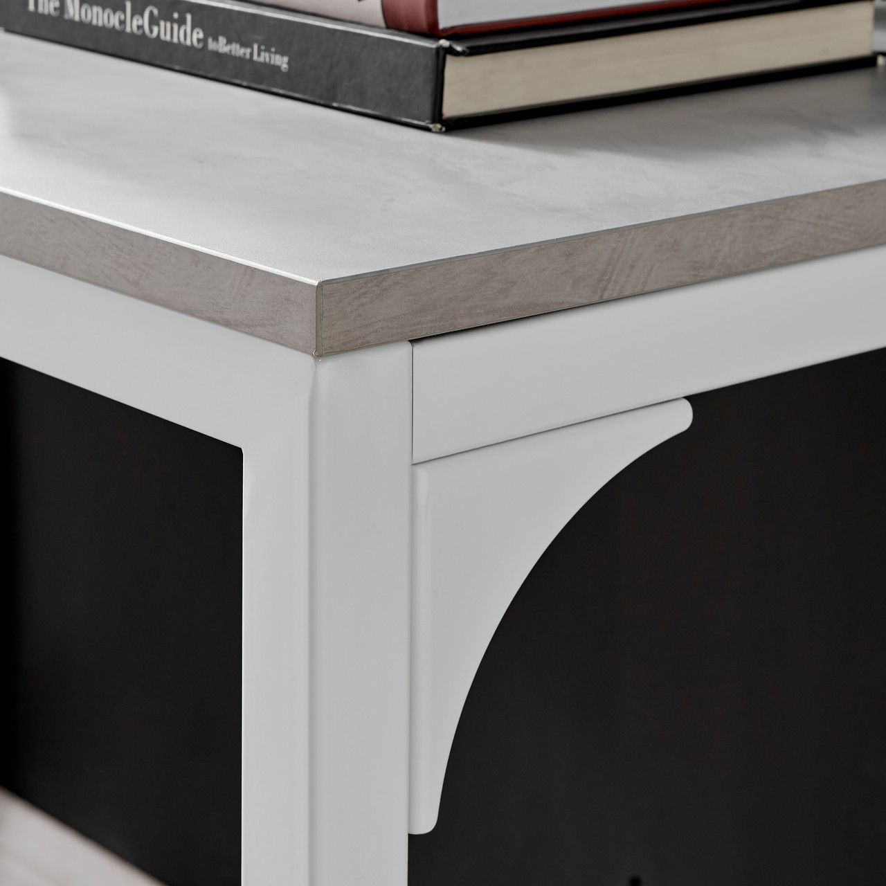 Grey Marble Effect Desk White Legs 120cm | Grey Office Desk