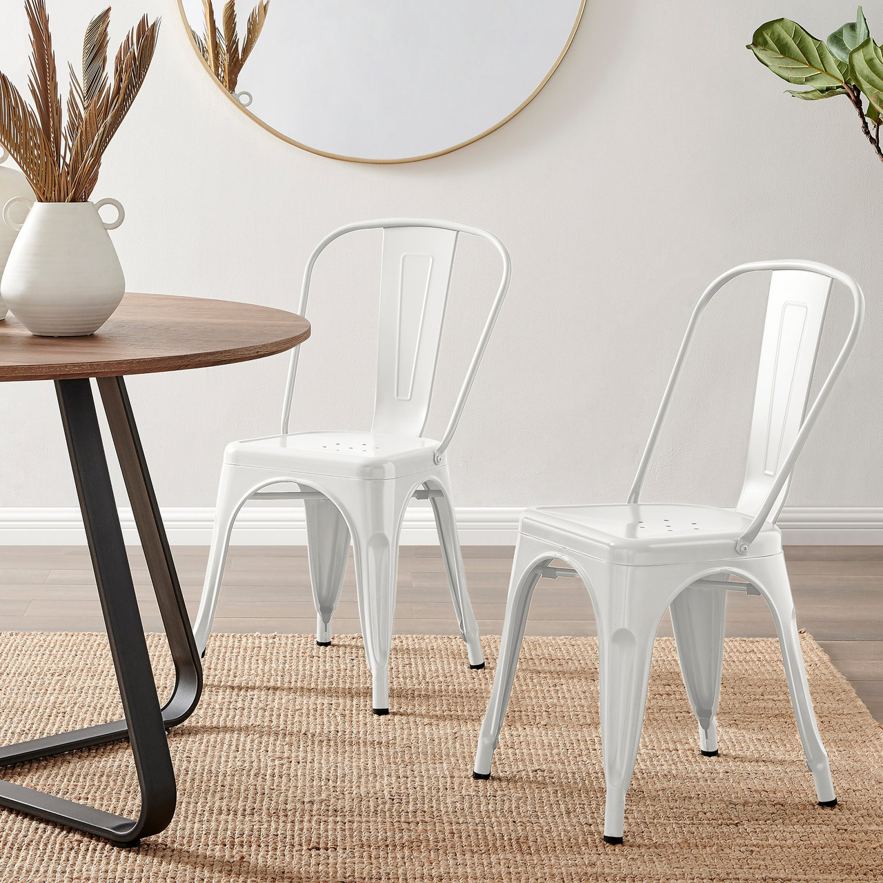2x Colton Tolix White Metal Dining Chair | Dining Room
