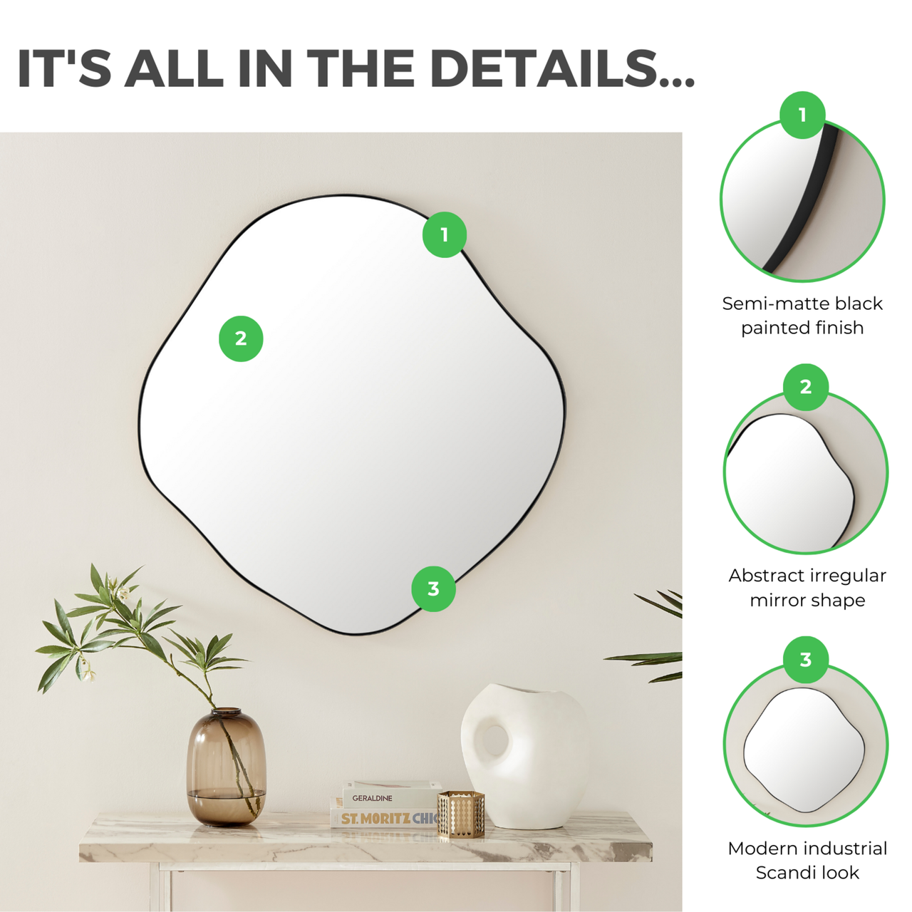 Irregular Pebble Mirror Gold Frame | Wall Mirror