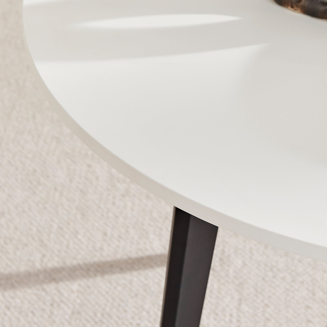 Koko White Melamine Round Dining Table & 4 Pesaro Black Leg Chairs ...