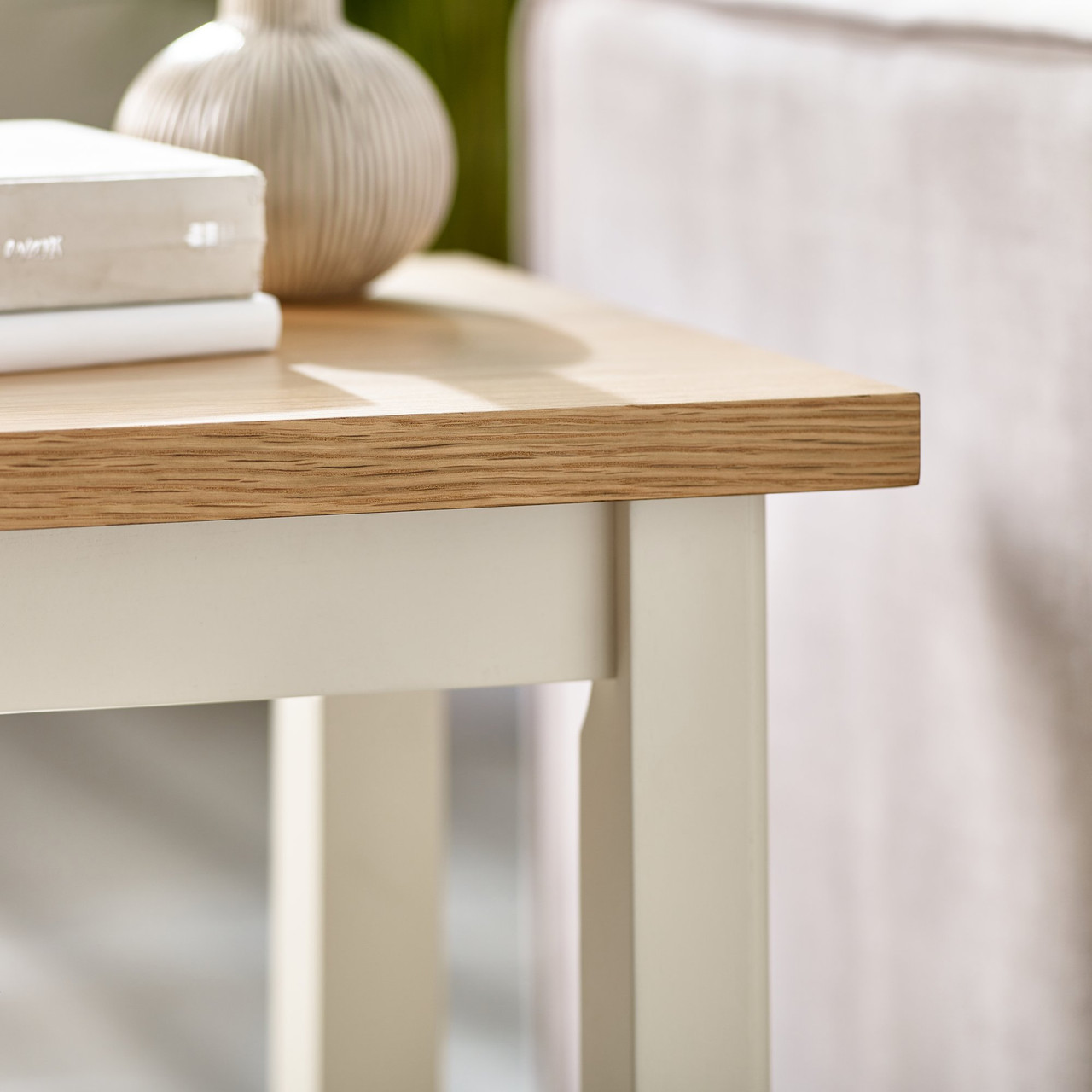 Eden Small Wood Living Room Table Cream Oak | Side Table