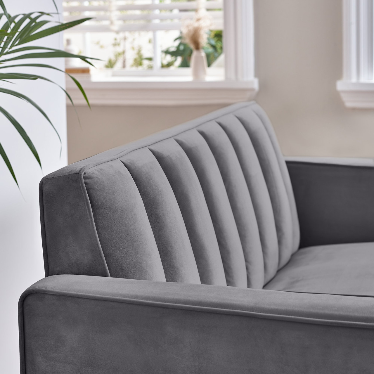 Kit 2 Seater Velvet Grey | Grey Velvet Sofa