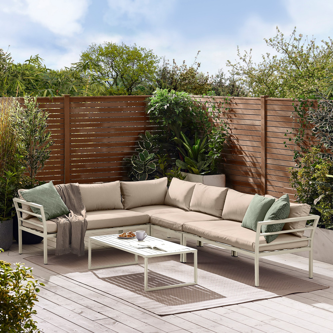 PRE ORDER Montenegro White Metal 6 Seat Sofa Set Garden