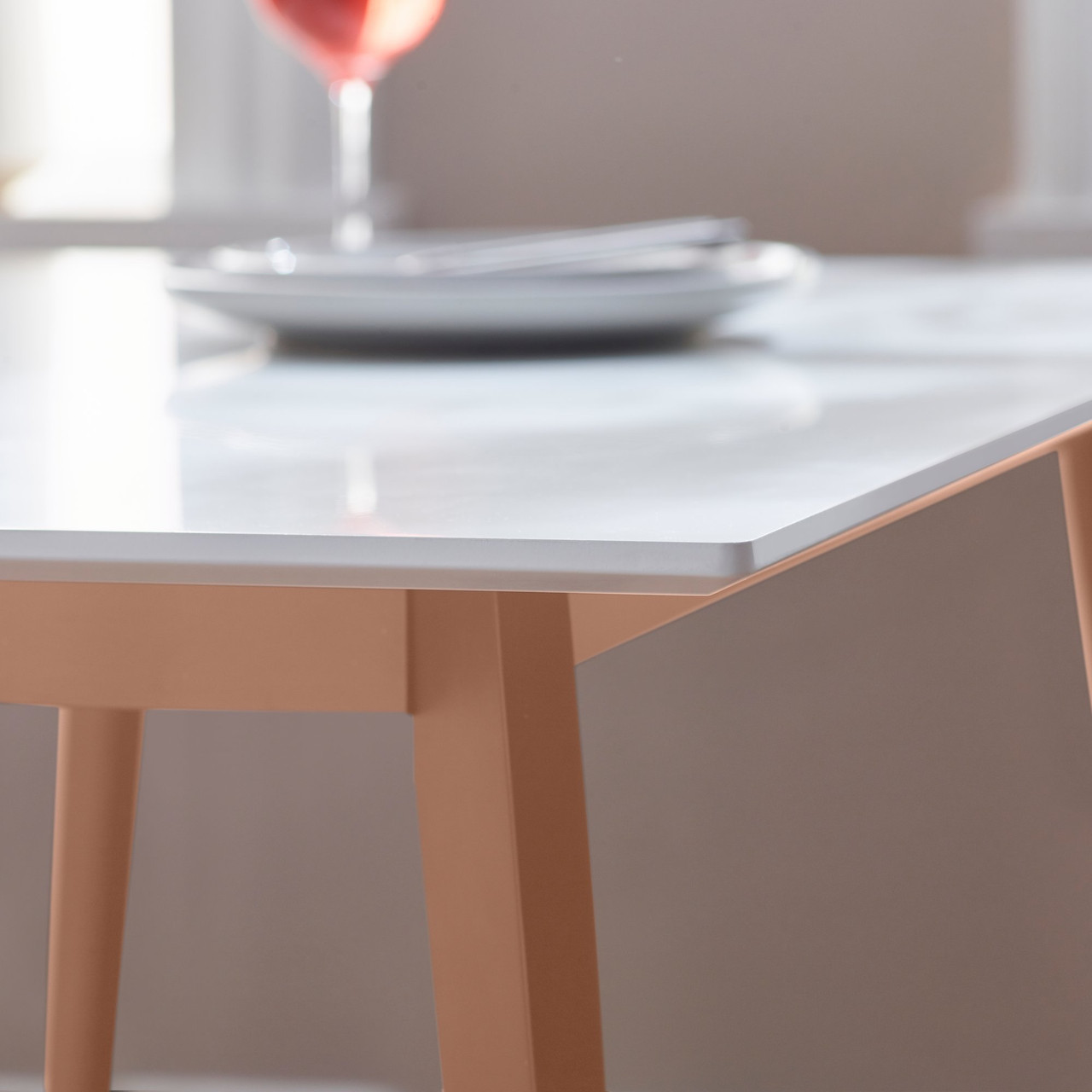Sofia White Dining Table Wood Legs | Dining Room Furniture