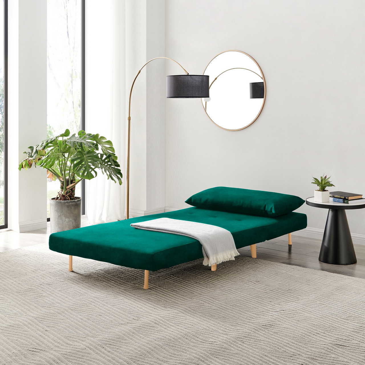Bobby Folding Sofa Bed Green Velvet | Single Sofa Bed