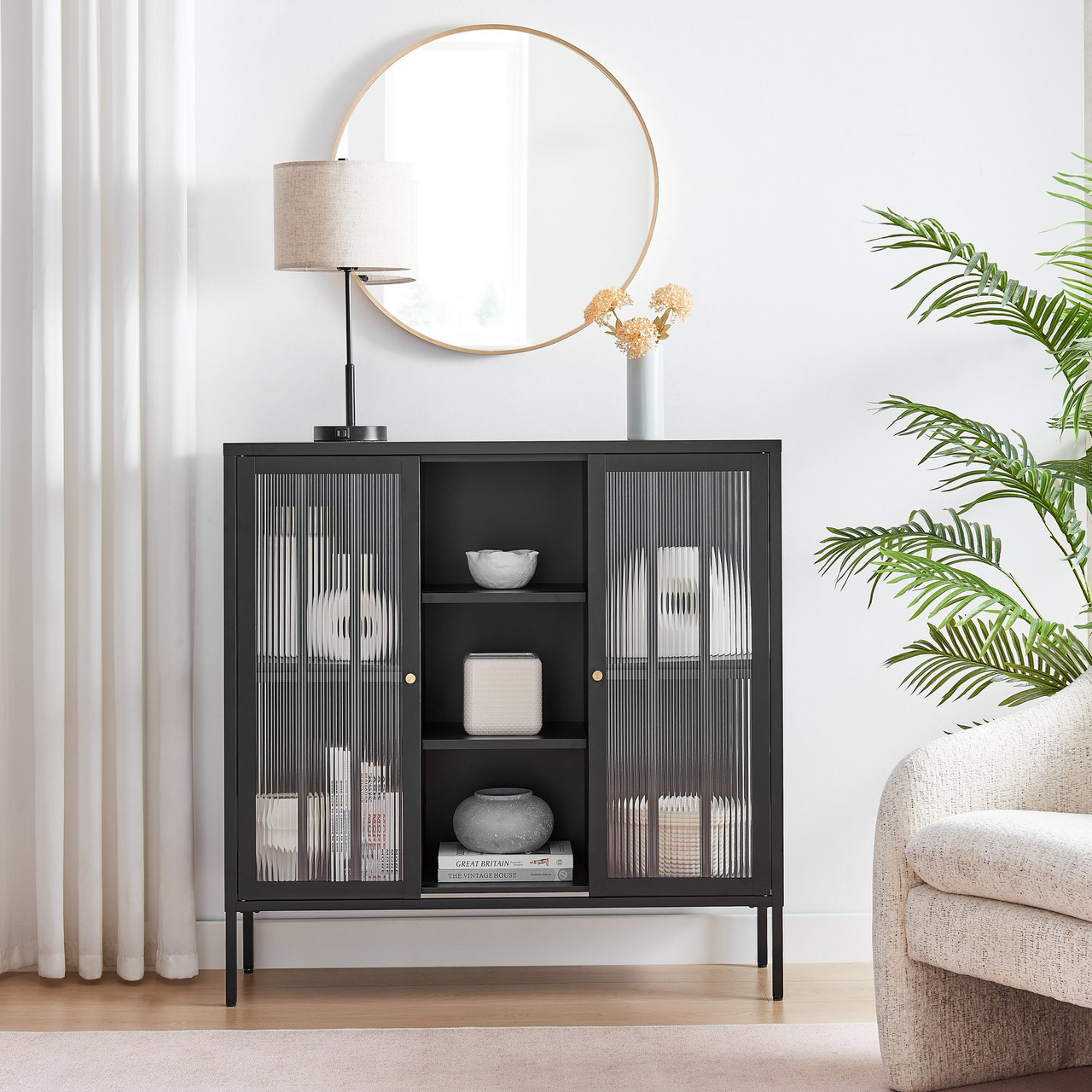 Jia Medium Black Metal Display Cabinet