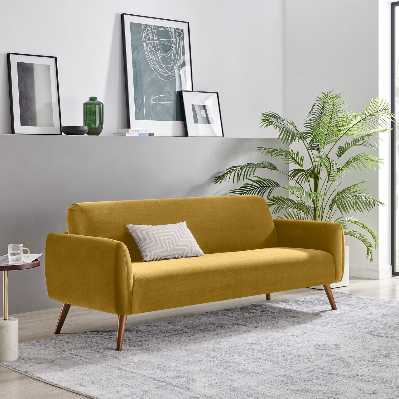 Teddy Sofa 3 Seater in Velvet Yellow