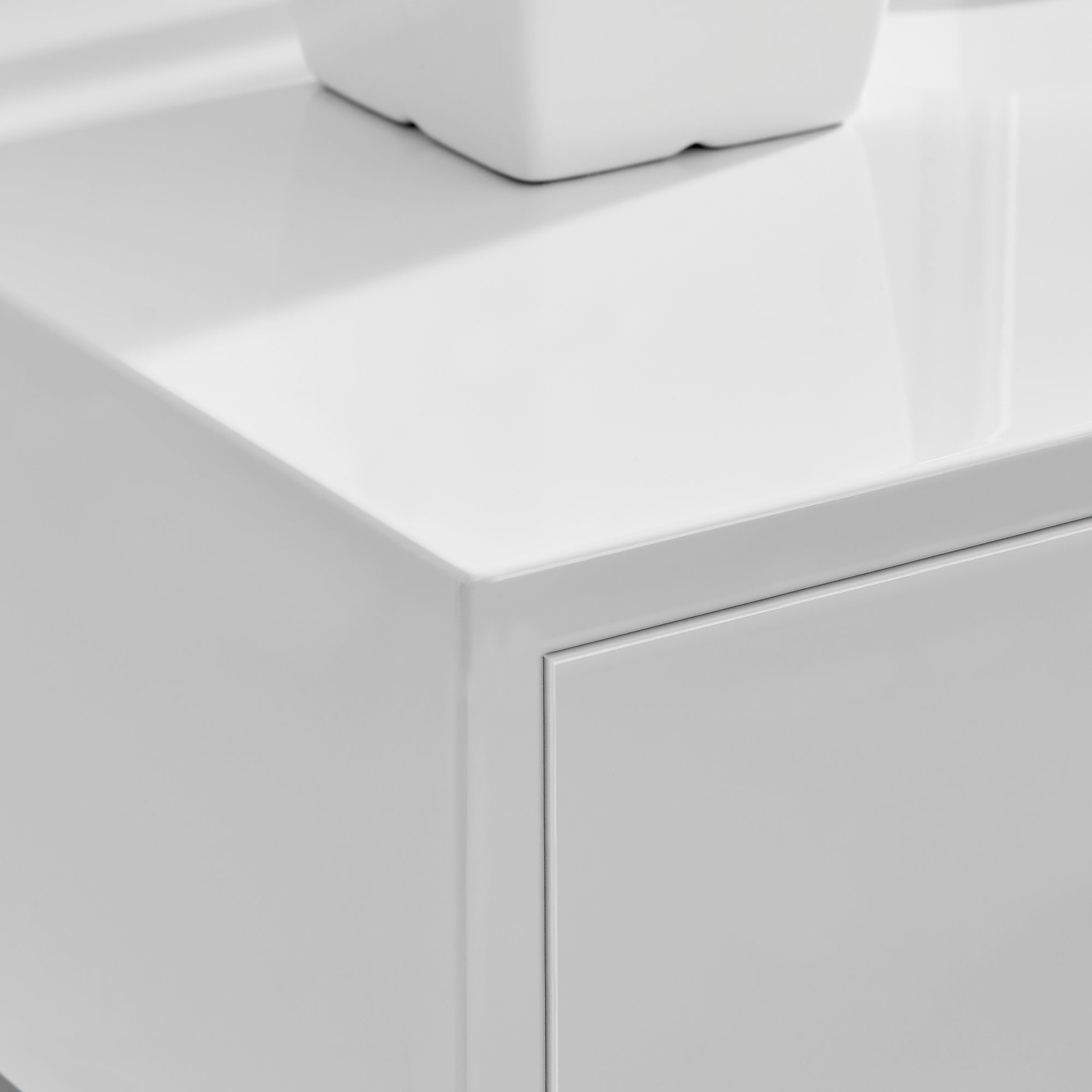 Oxford White Gloss and Chrome Bedside Table