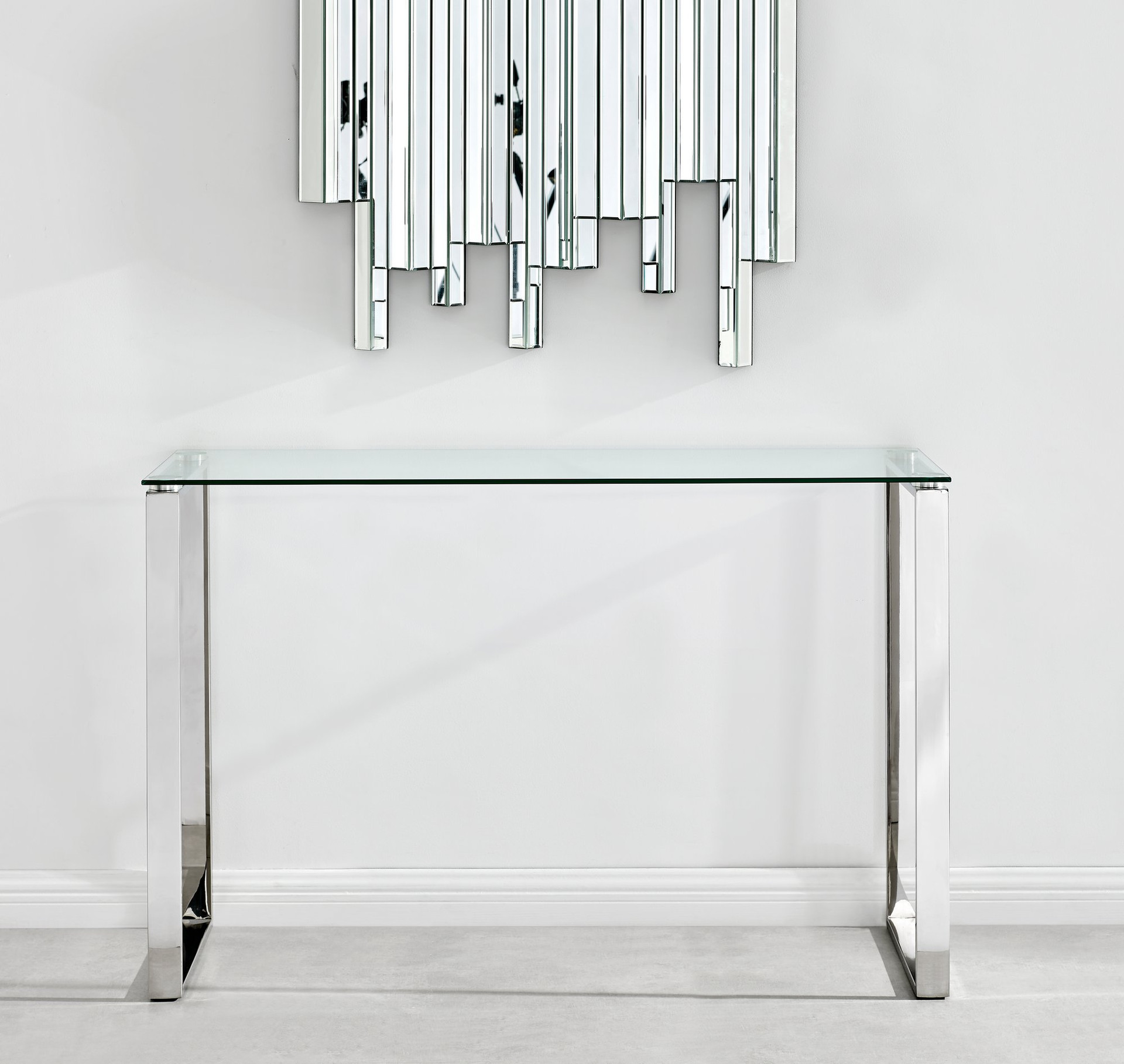 Modern Glass & Chrome Console Table | Furniturebox