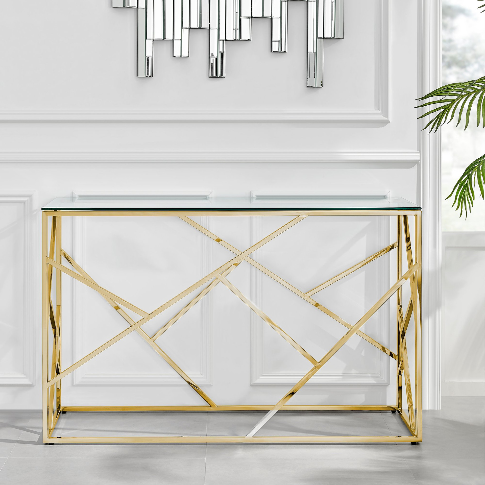 Amalfi GOLD Chrome CONSOLE Table - Furniturebox UK