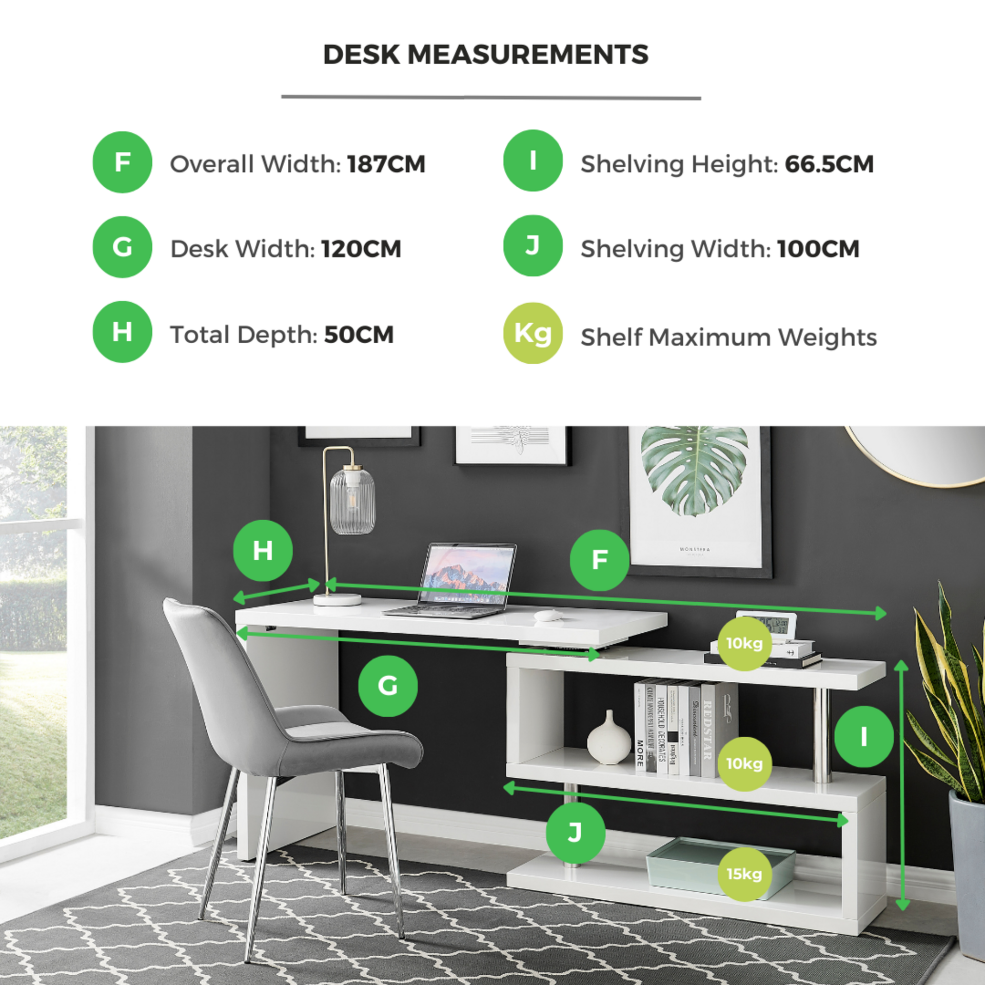 White High Gloss Rotating Office Desk | Furniturebox