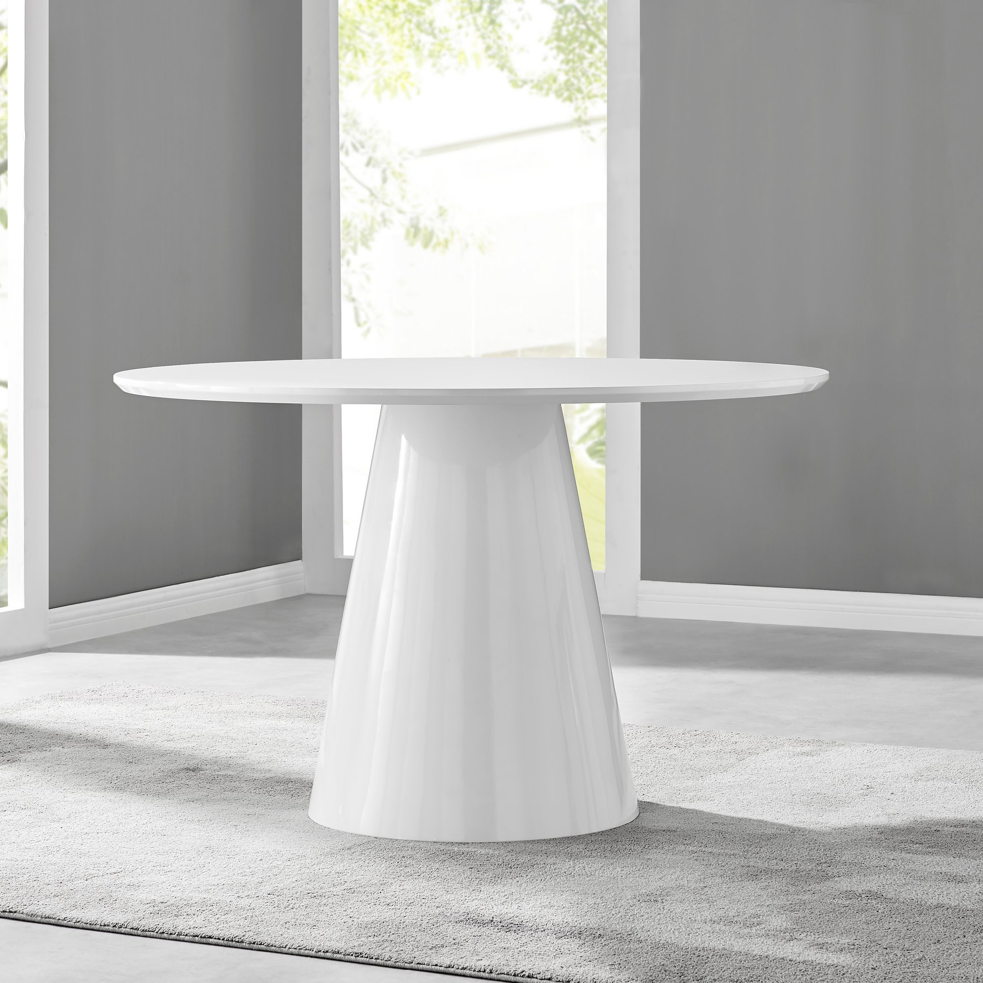 Palma White Round Dining Table 4 Pesaro Velvet Chairs Silver