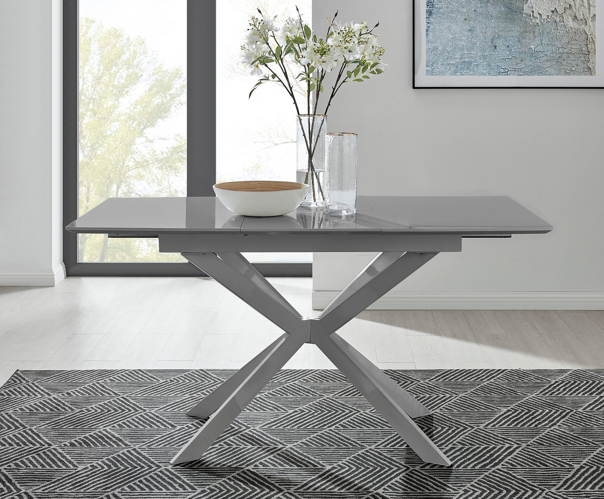 Lira 100cm Grey Metal Extending Dining Table & Corona Gold Leg Chairs ...