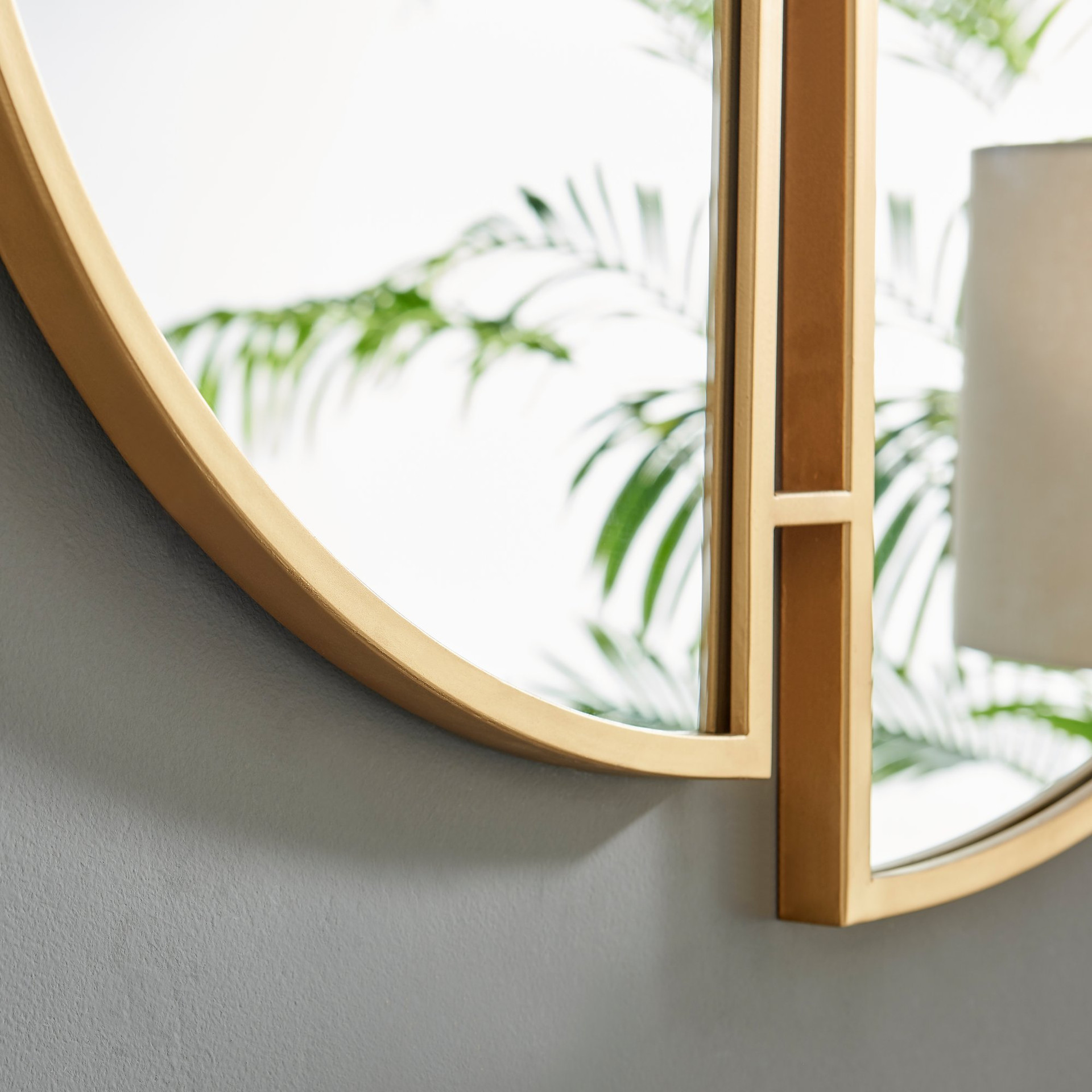 Crescent Gold Round Wall Mirror - 80cm | Furniturebox UK