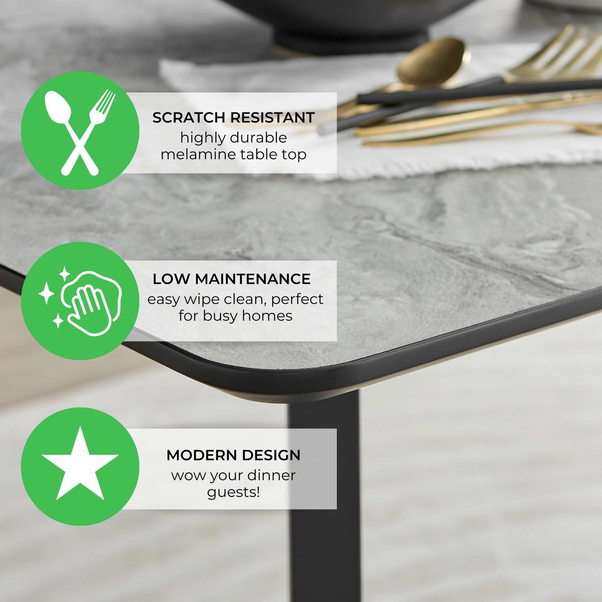 Carson Square White Marble Table Black Legs | Furniturebox
