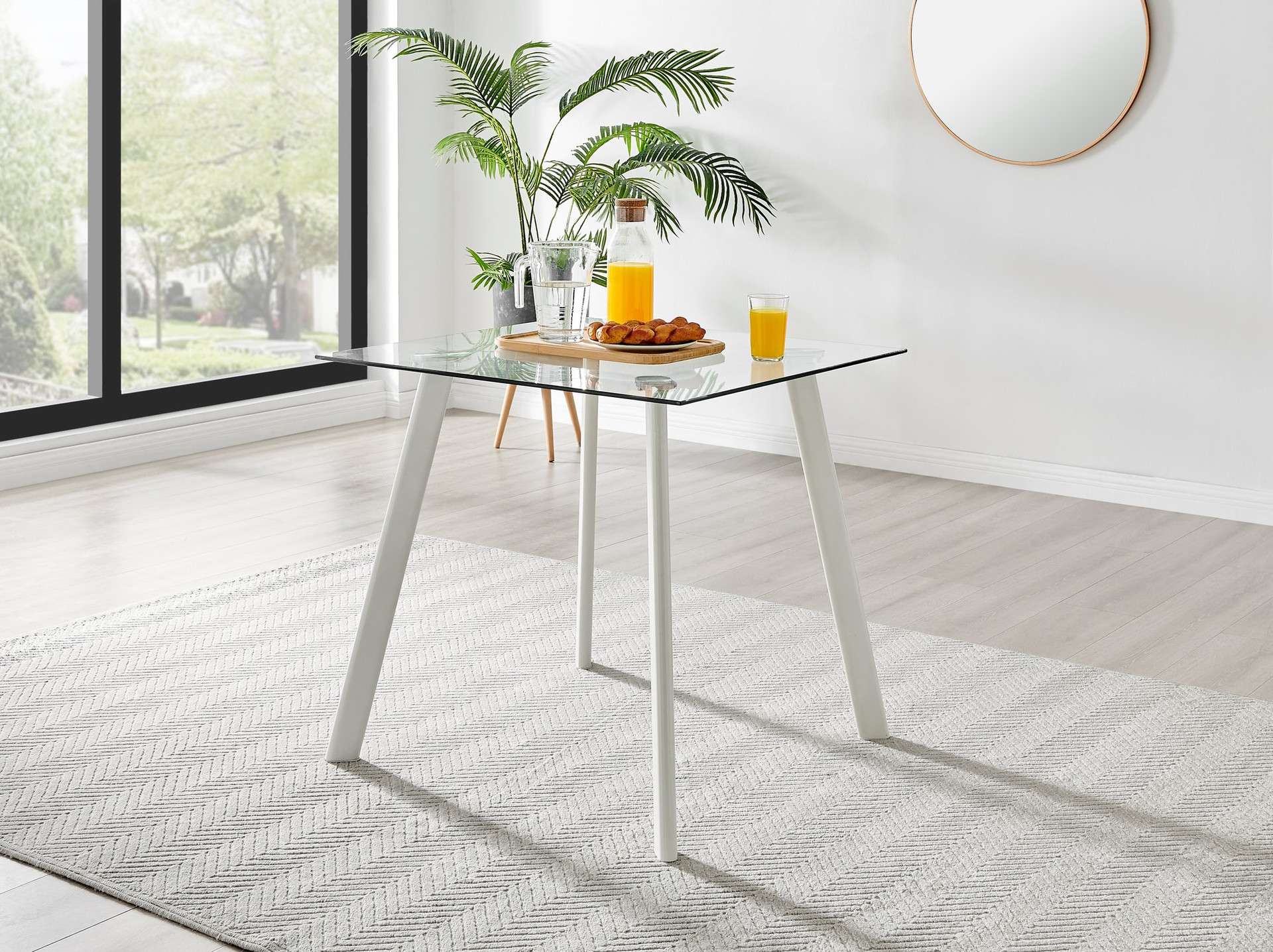 Seattle Glass and White Leg Square Dining Table & 4 Stockholm Wooden ...