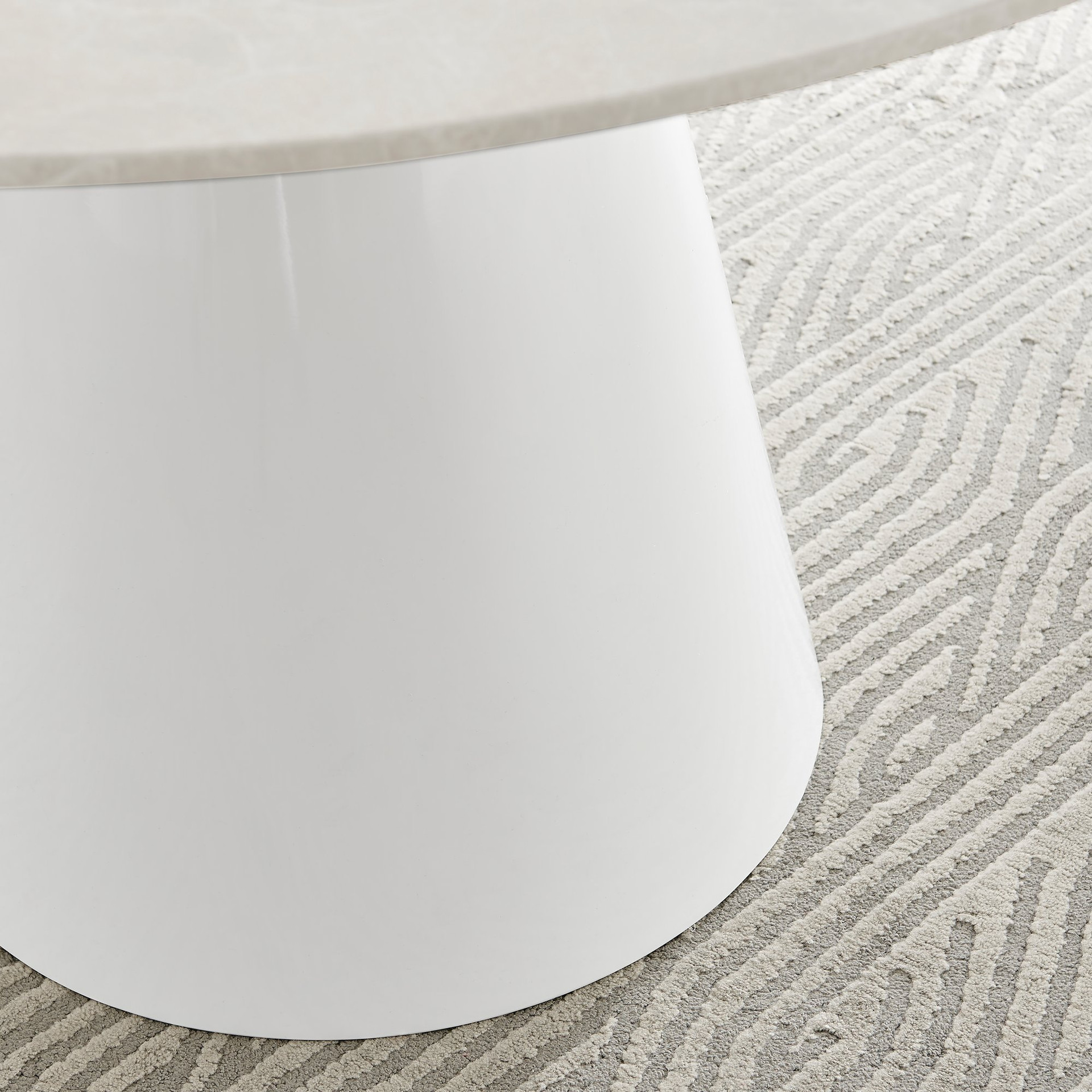 Palma Beige Stone Effect Round Dining Table & 4 White Lorenzo Chairs ...