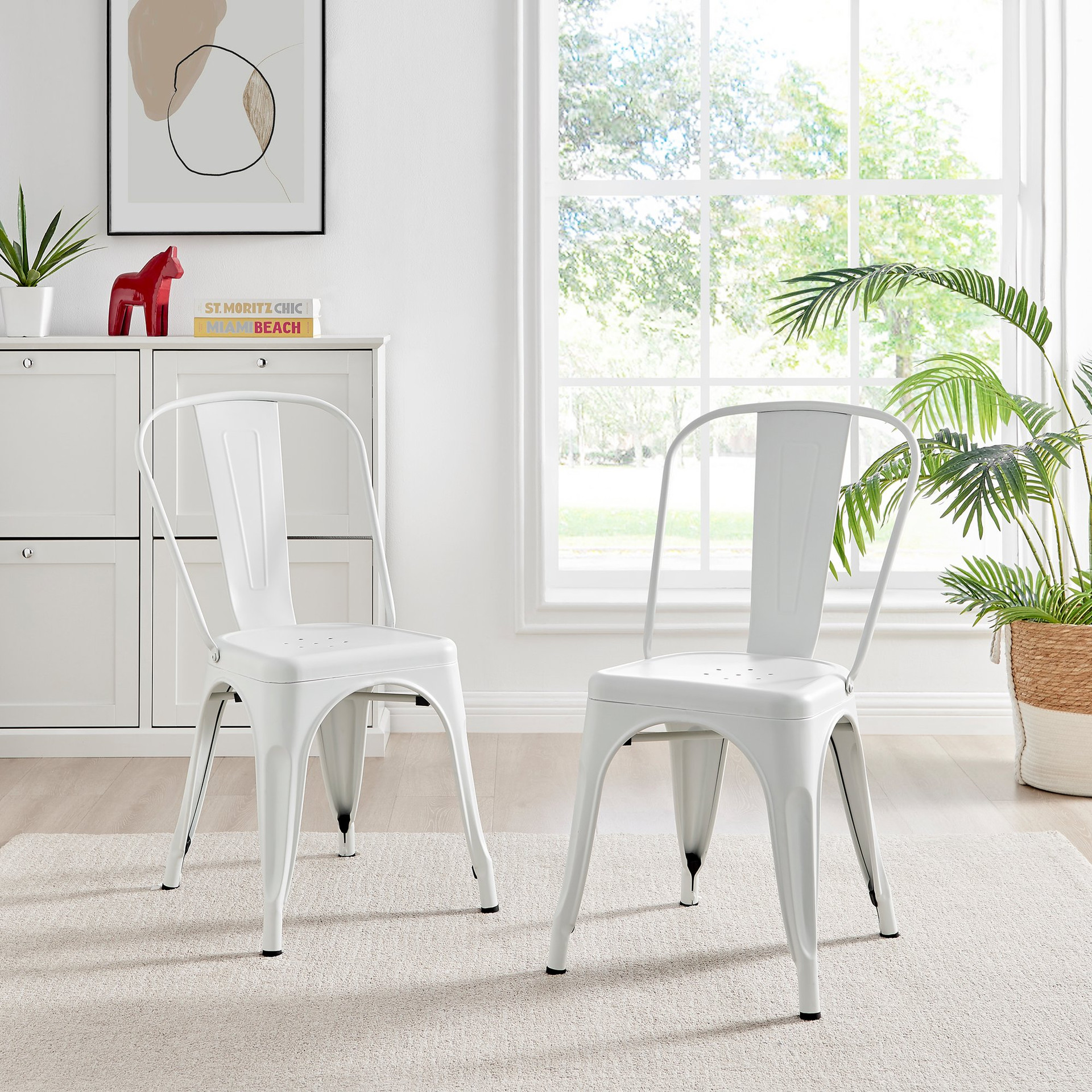 2x Colton Tolix White Metal Dining Chair | Dining Room