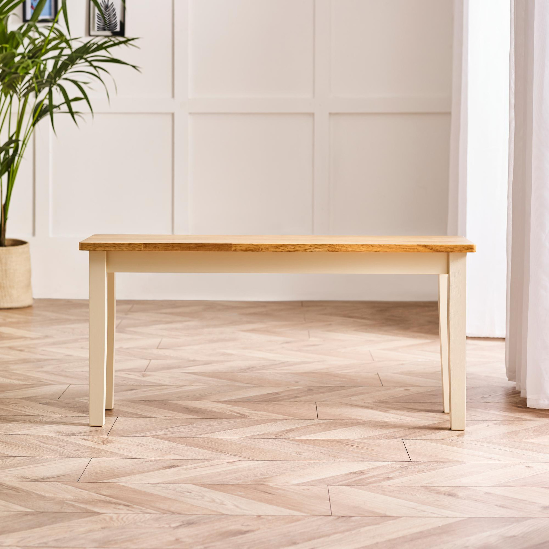 Salcombe Small Rectangular Wooden Table & 2 Tenby Small Benches ...