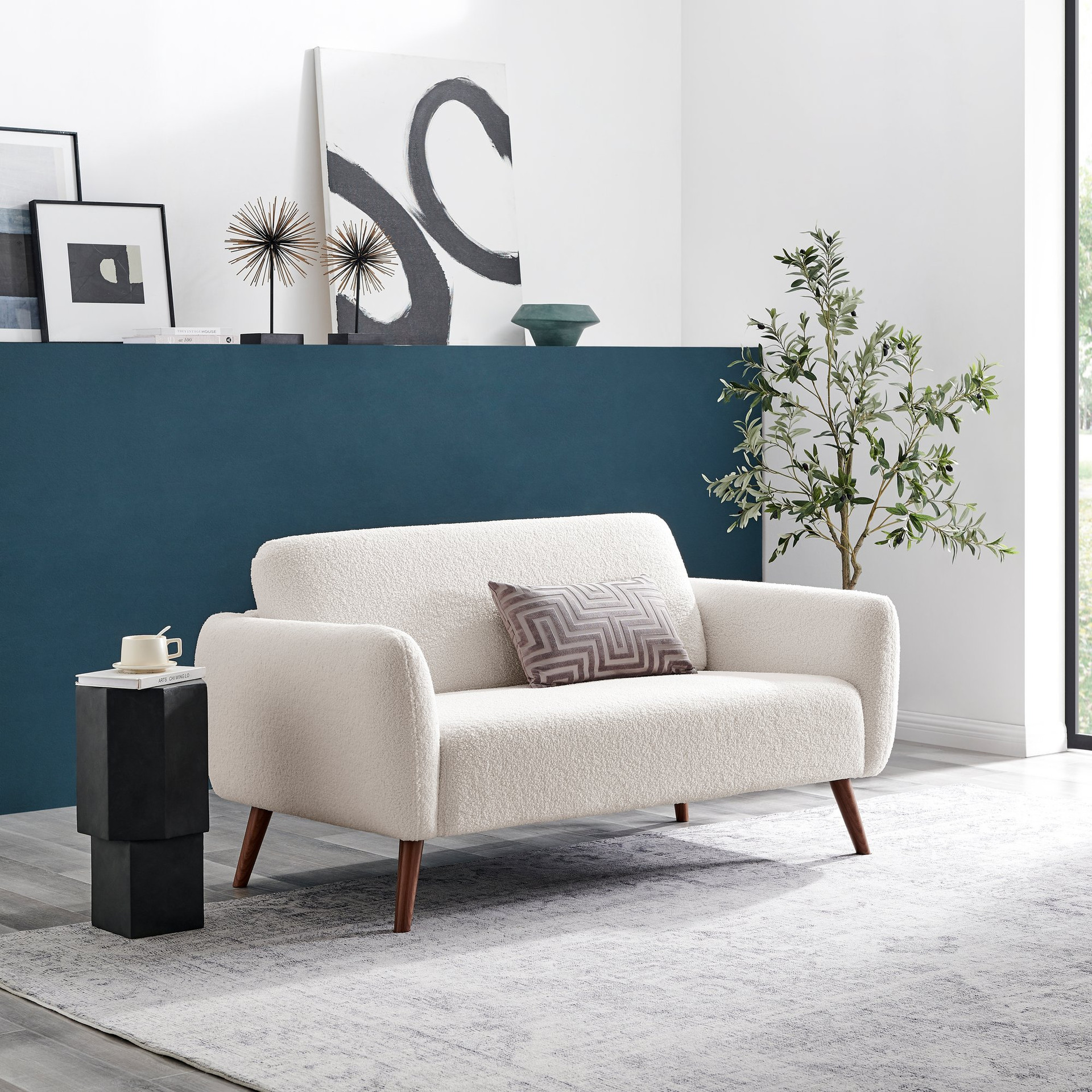 Teddy Sofa In A Box White Fleece Boucle | 2 Seat Sofa