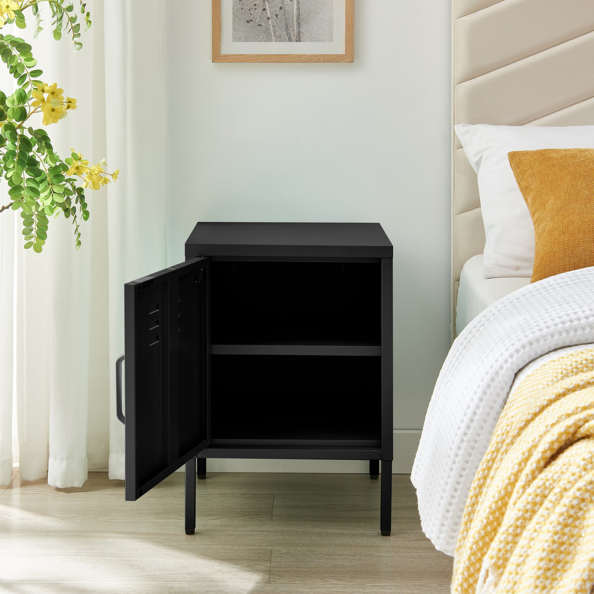 Teksi Black Metal Bedside Table | Bedroom Furniture