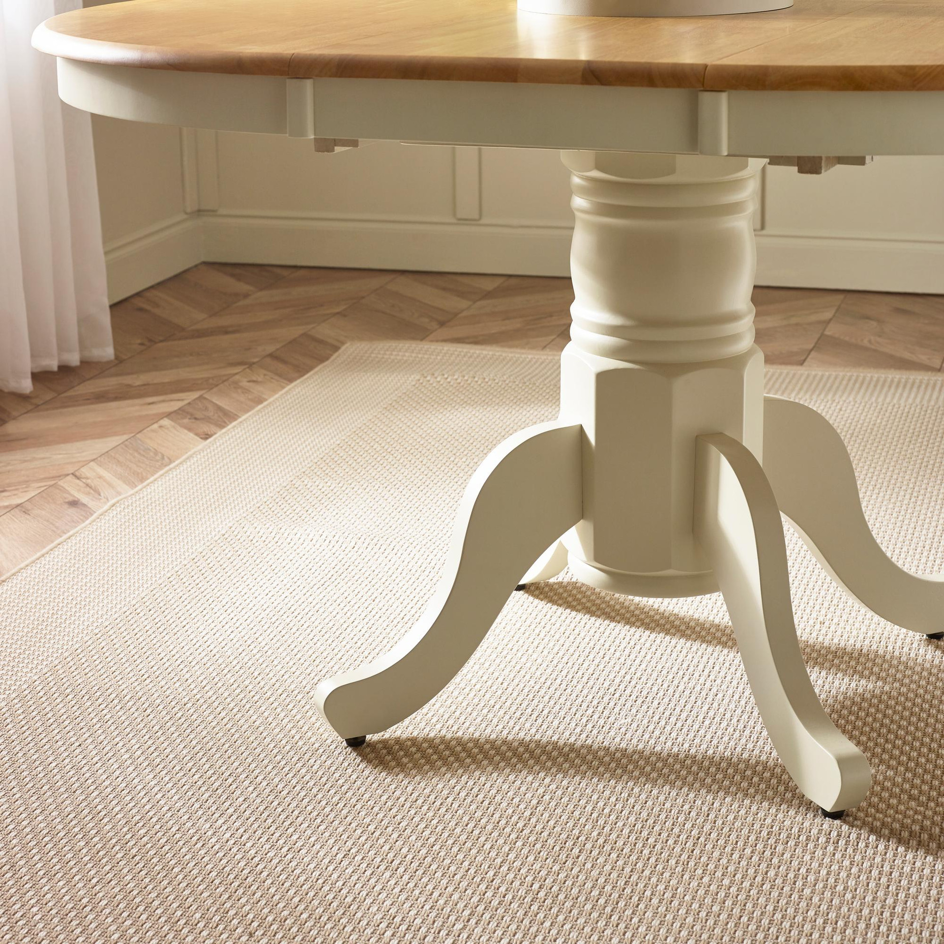 Padstow Oak Cream Extending Round Wood Table | Dining Table