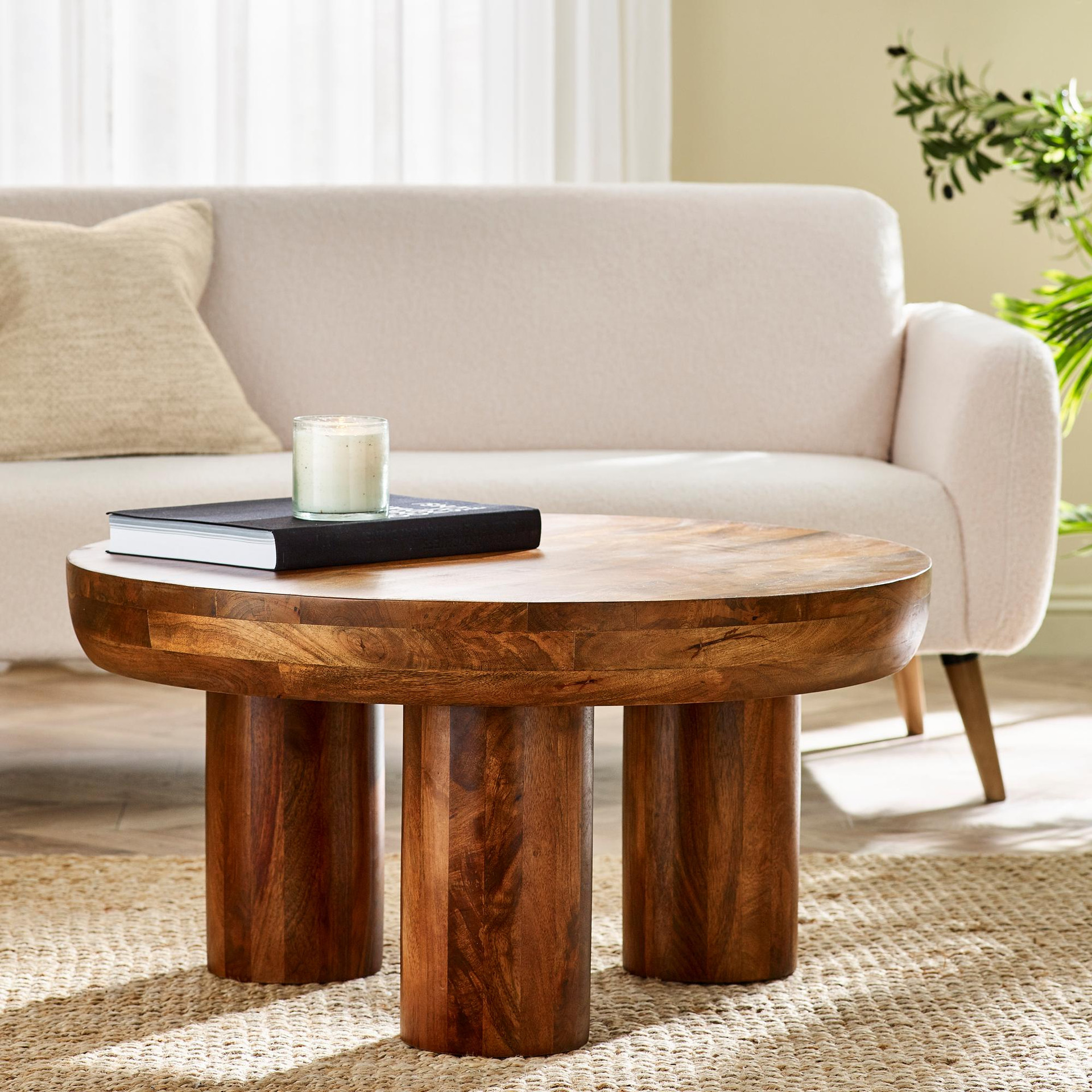 Amy Wood Round Coffee Table | Living Room Furniture