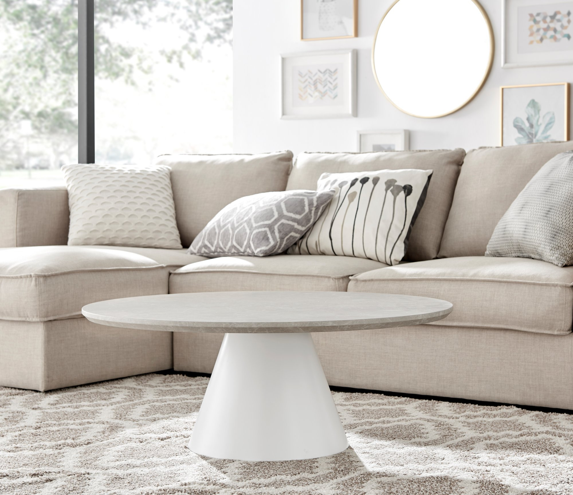 Palma Round Beige Stone Coffee Table | Furniturebox UK