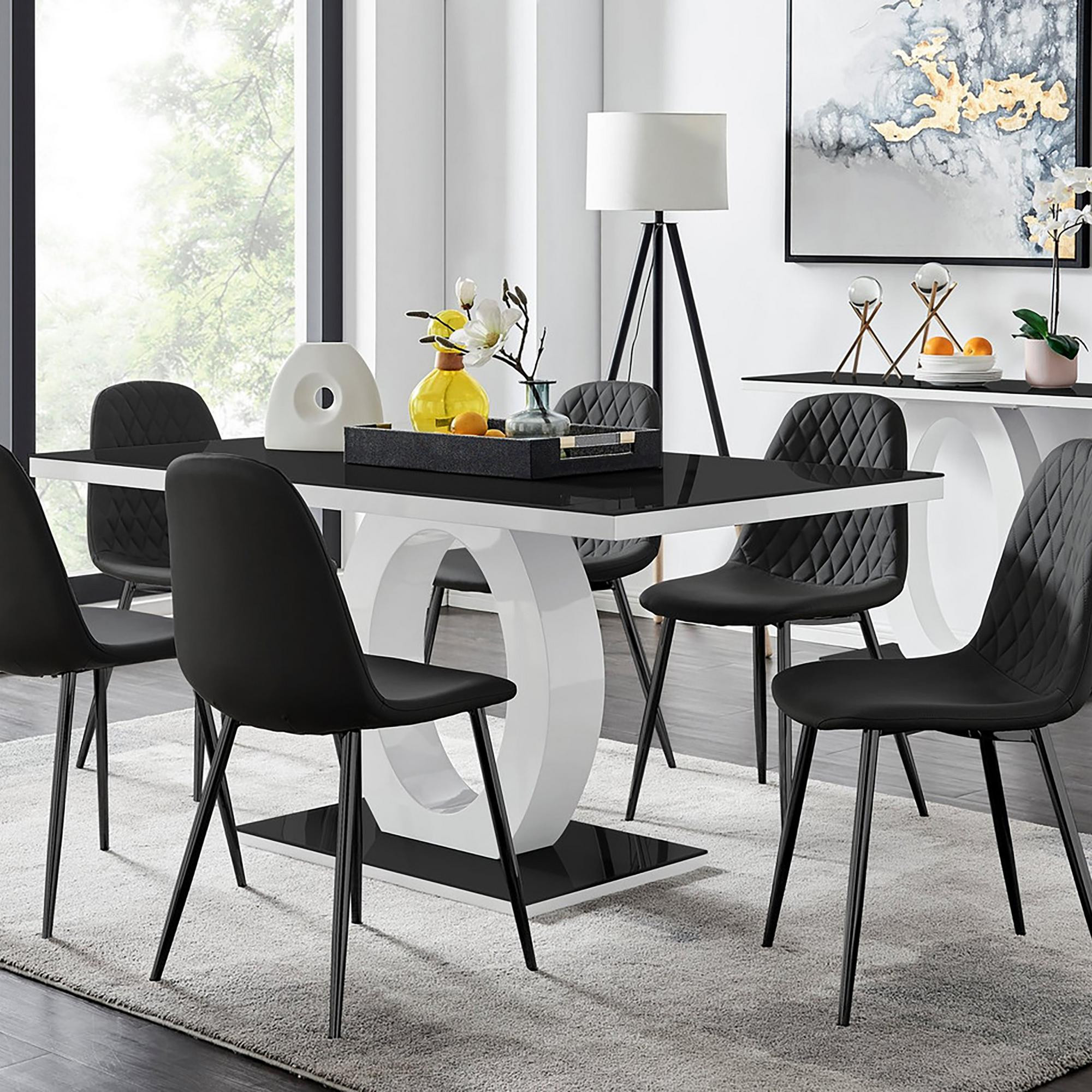 Giovani 6 Table & 6 Corona Black Leg Chairs | Furniturebox UK