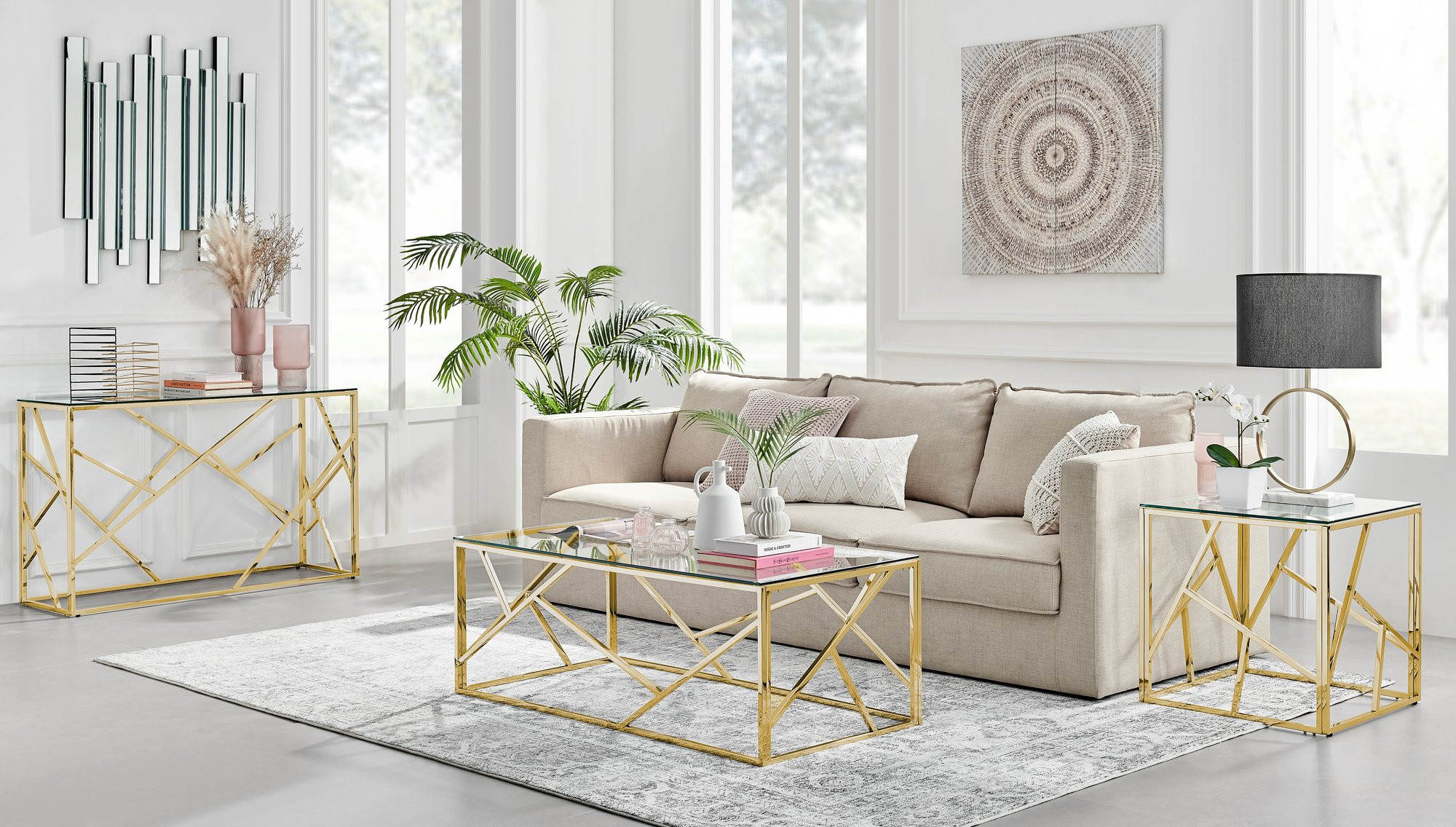 Amalfi Gold Chrome End Side Table | Living Room Furniture