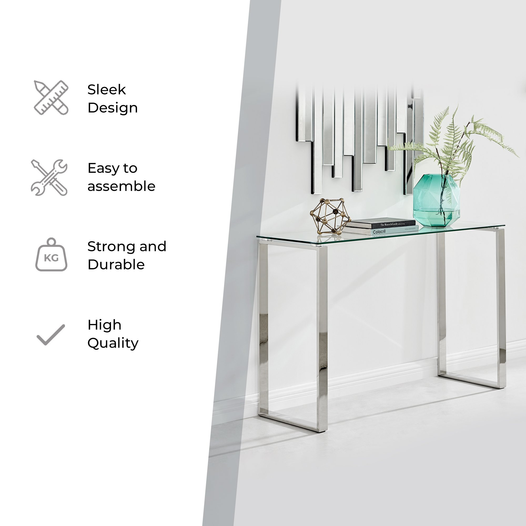 Modern Glass & Chrome Console Table | Furniturebox