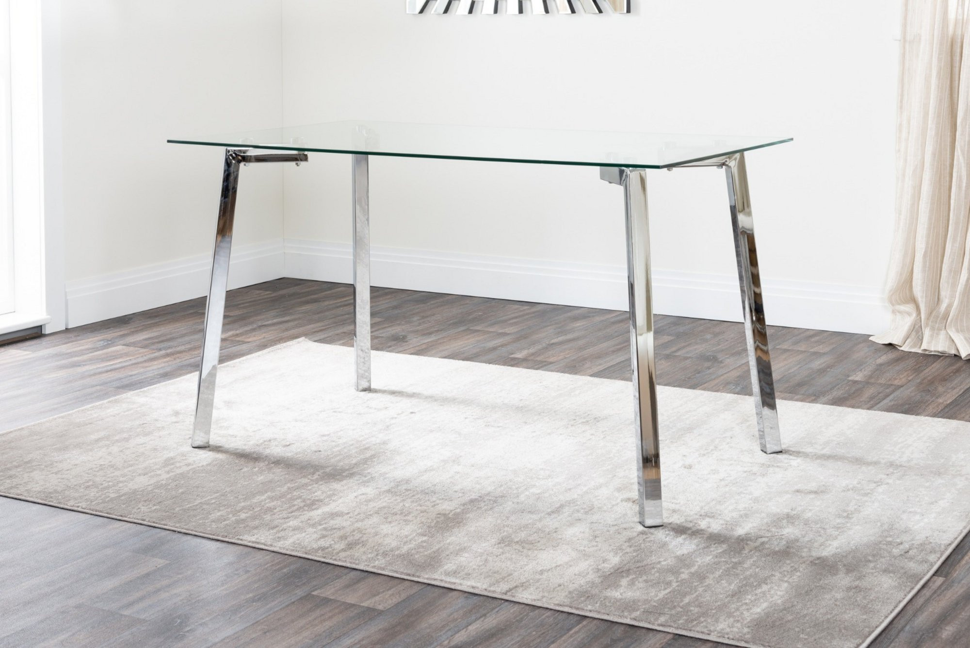 Cosmo Dining Table & 4 Pesaro Silver Chairs | Furniturebox