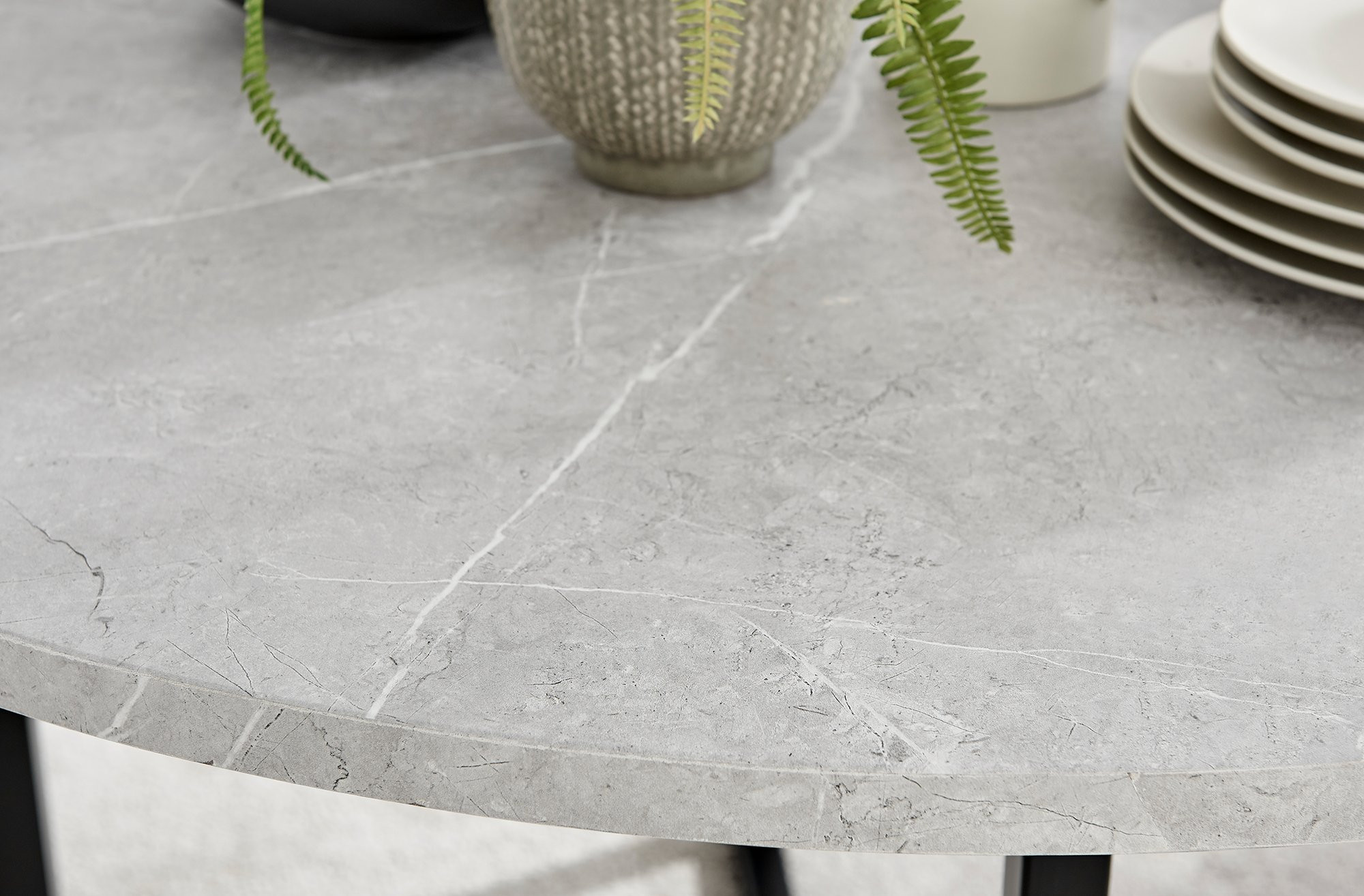 Adley Grey Concrete Effect Storage Dining Table & 4 Corona Black Leg ...