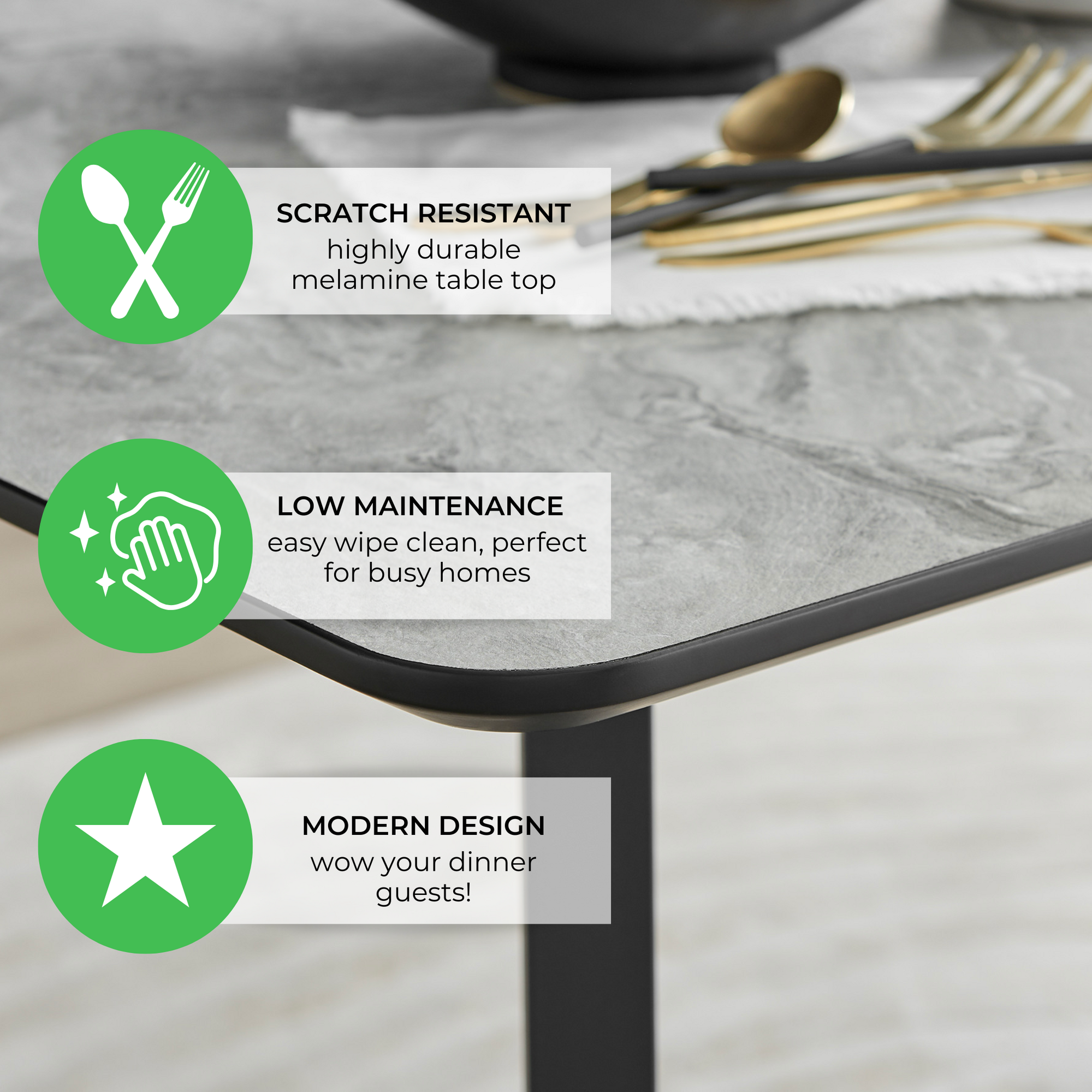 Carson Square White Marble Table Black Legs | Furniturebox