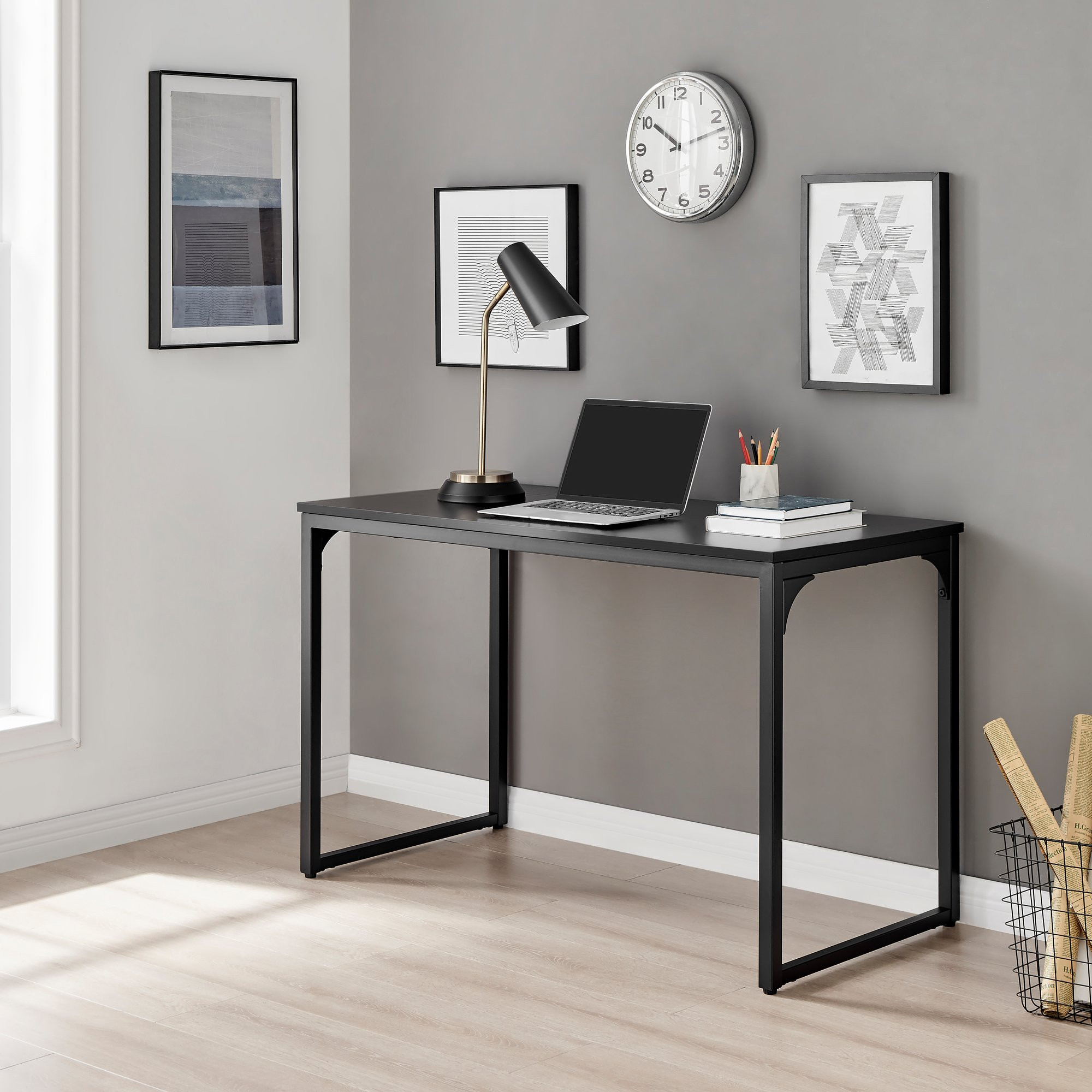 Home Office Black Desk Black Legs 120cm | Office Desk