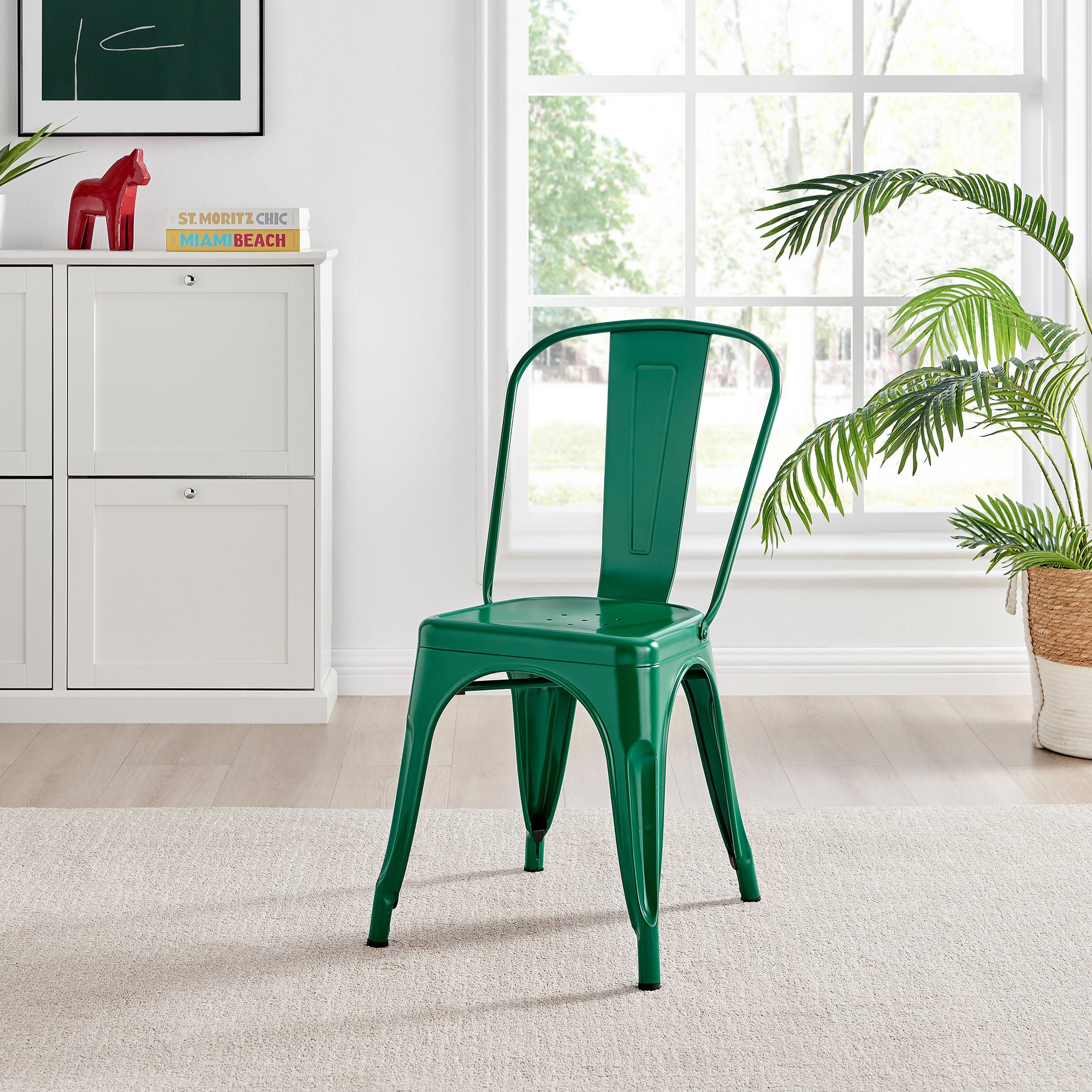 2x Colton Tolix Green Metal Dining Chair | Dining Room