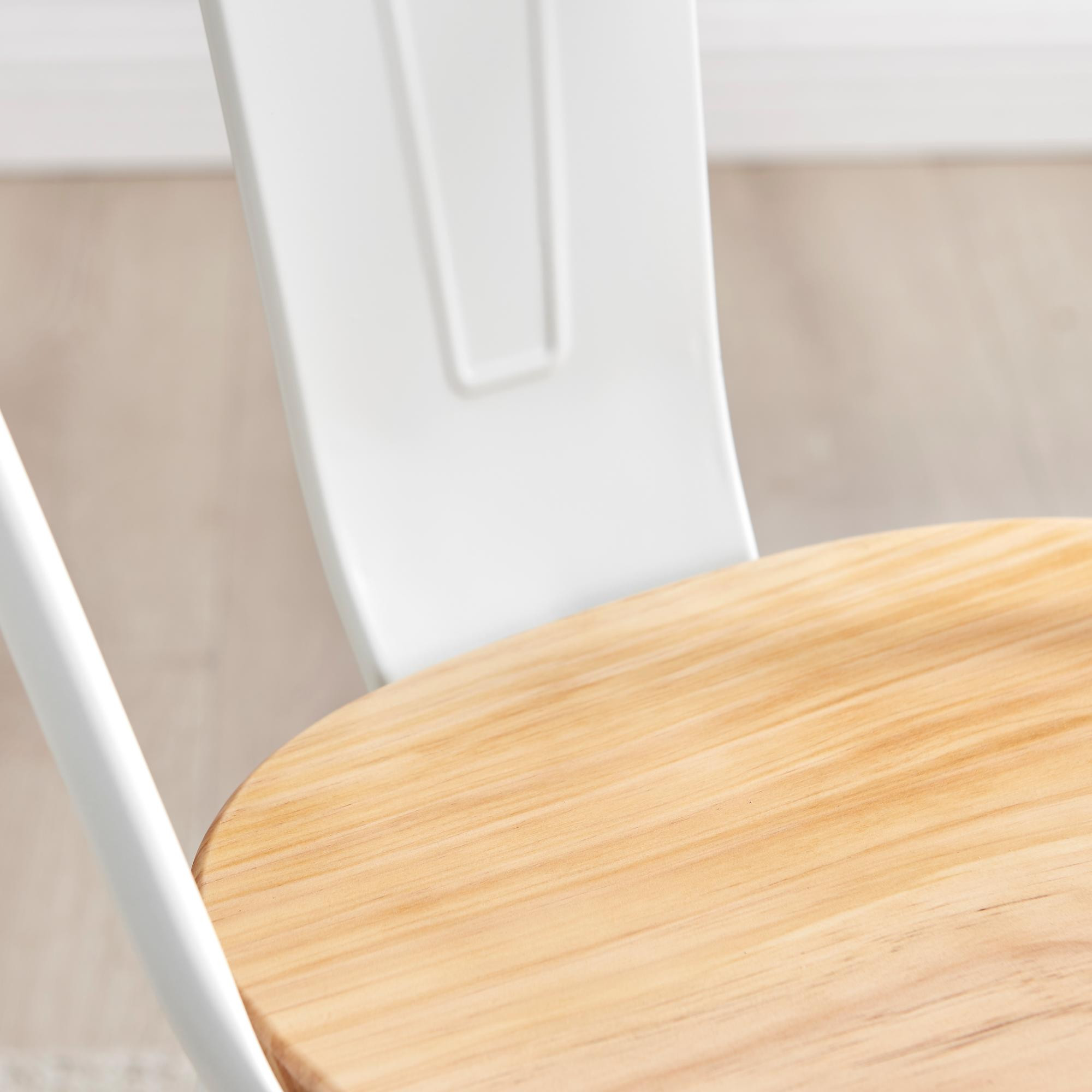 2x Colton Tolix White Metal Chair Wood Seat | Dining Chair