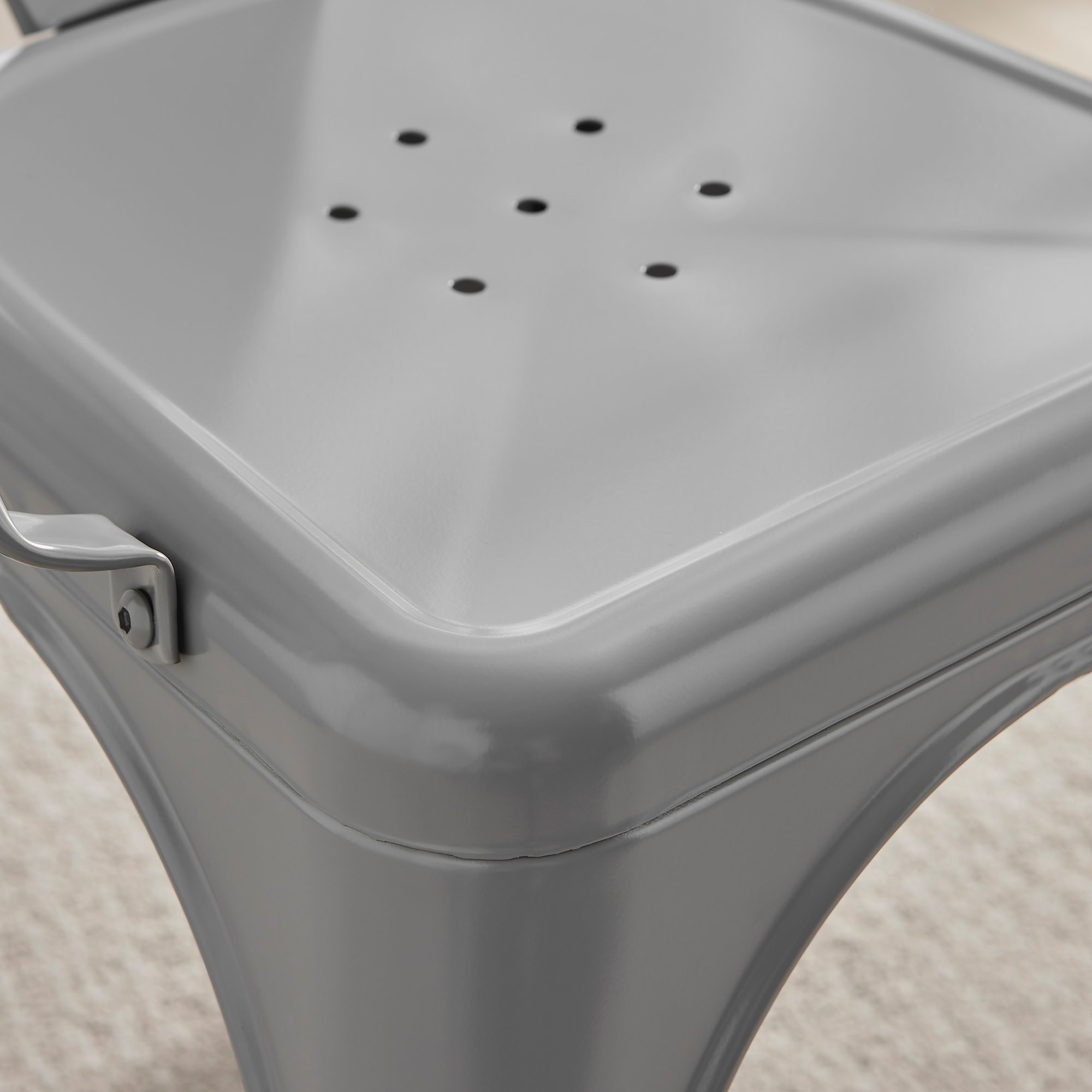 2x Colton Tolix Grey Metal Chair with Arms | Dining Chair