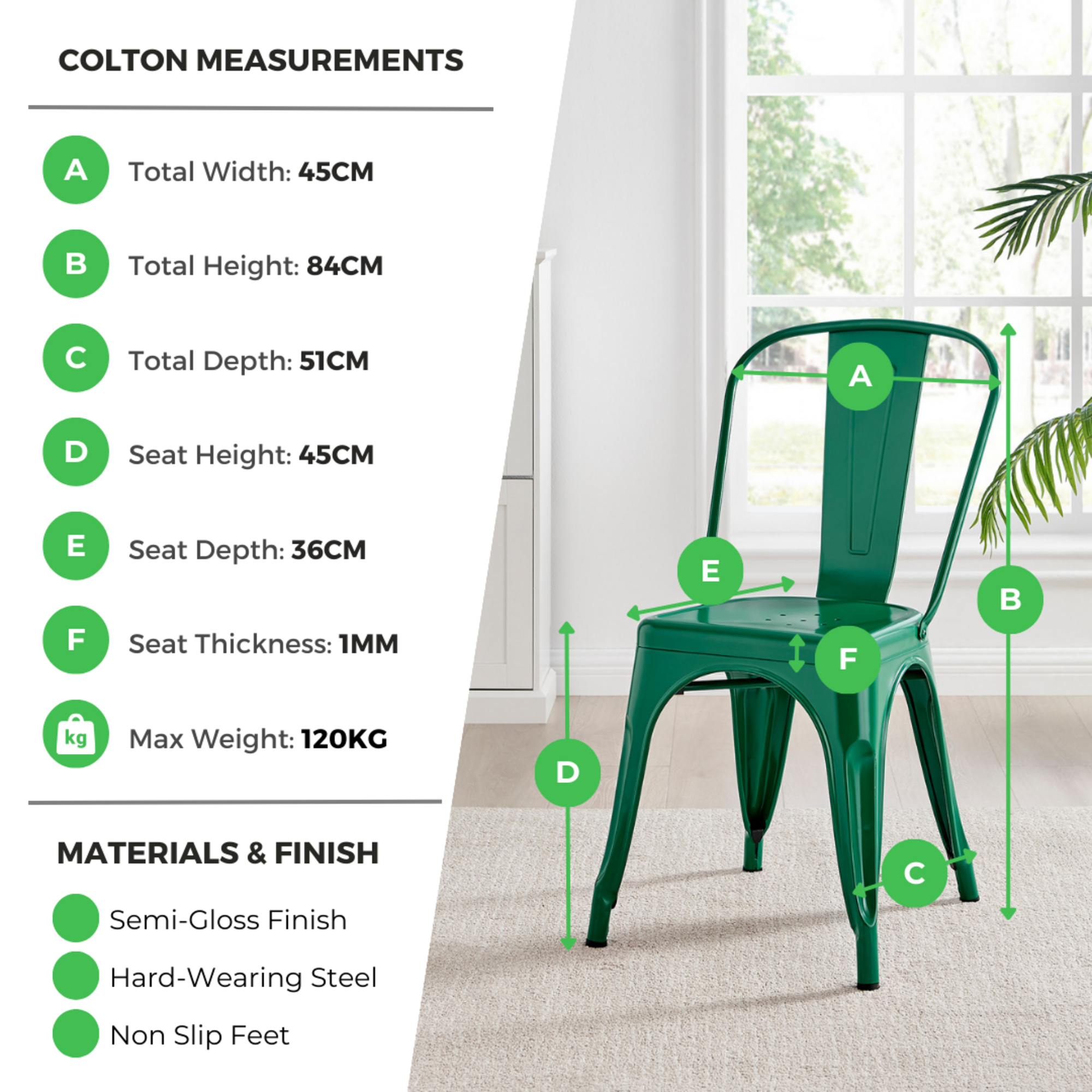 2x Colton Tolix White Metal Dining Chair | Dining Room