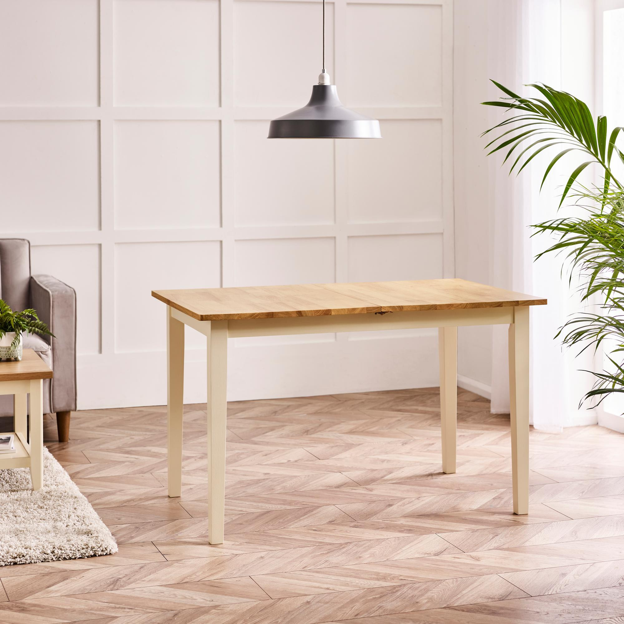 Wood Table Oak Cream | Wooden Extendable Dining Table