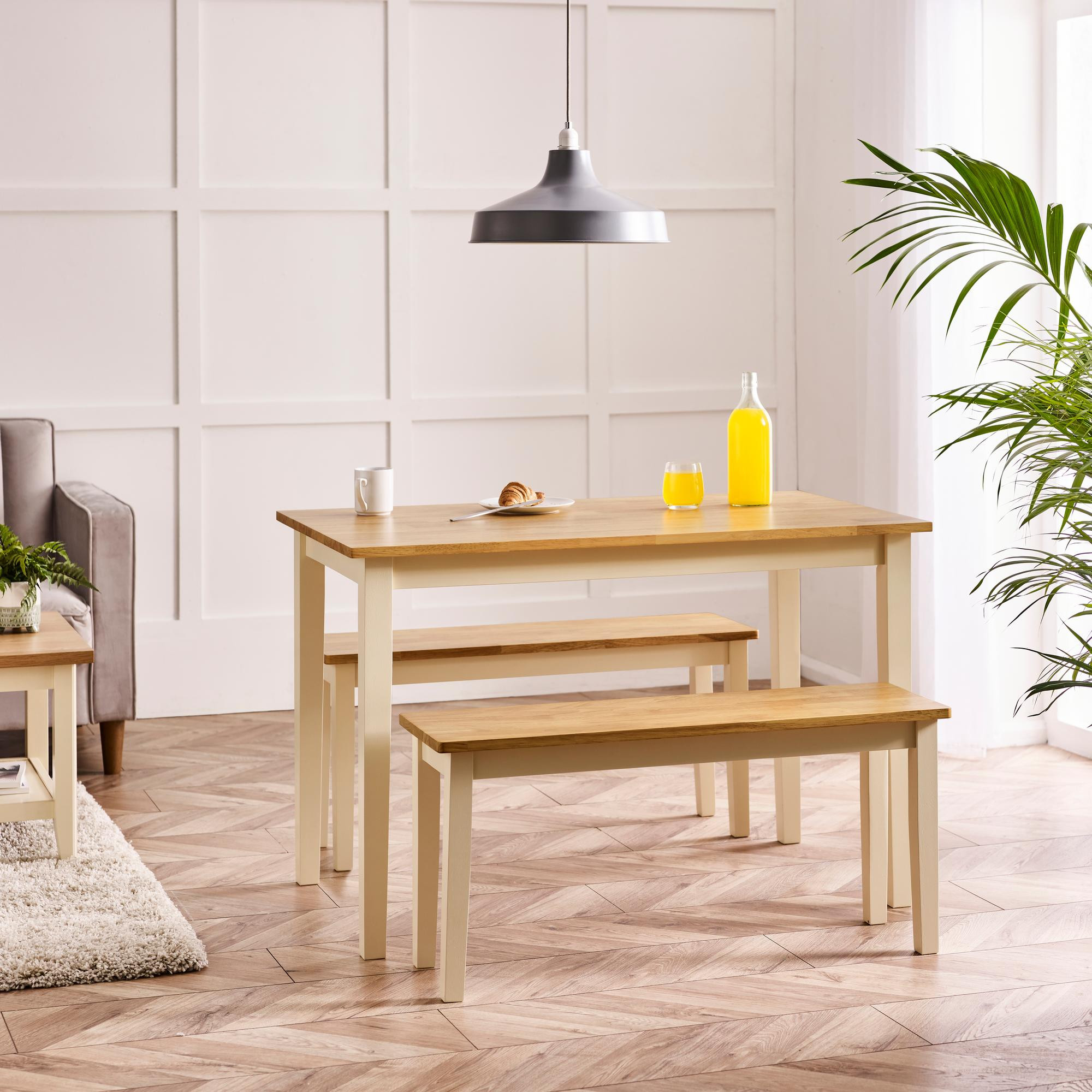 Salcombe Small Rectangular Wooden Table & 2 Tenby Small Benches ...