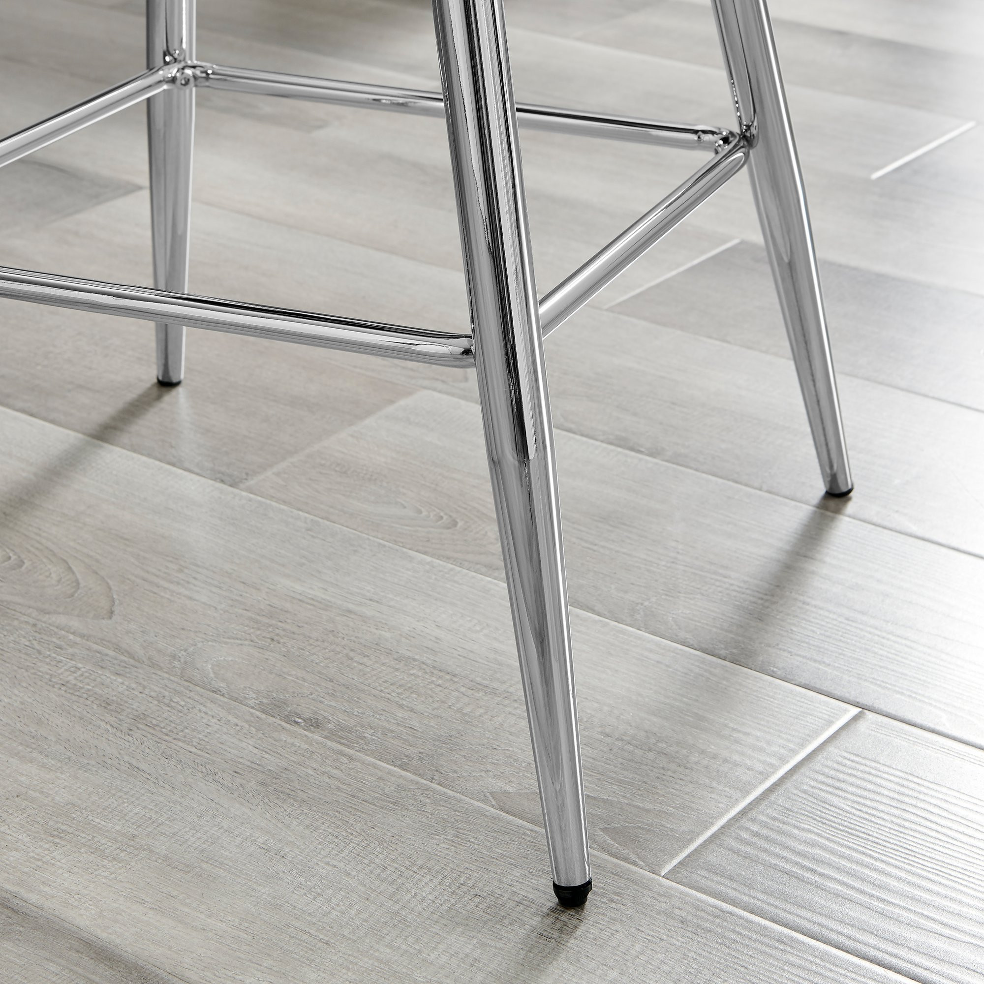 Corona Silver Beige Faux Leather Bar Chair | Dining Chair