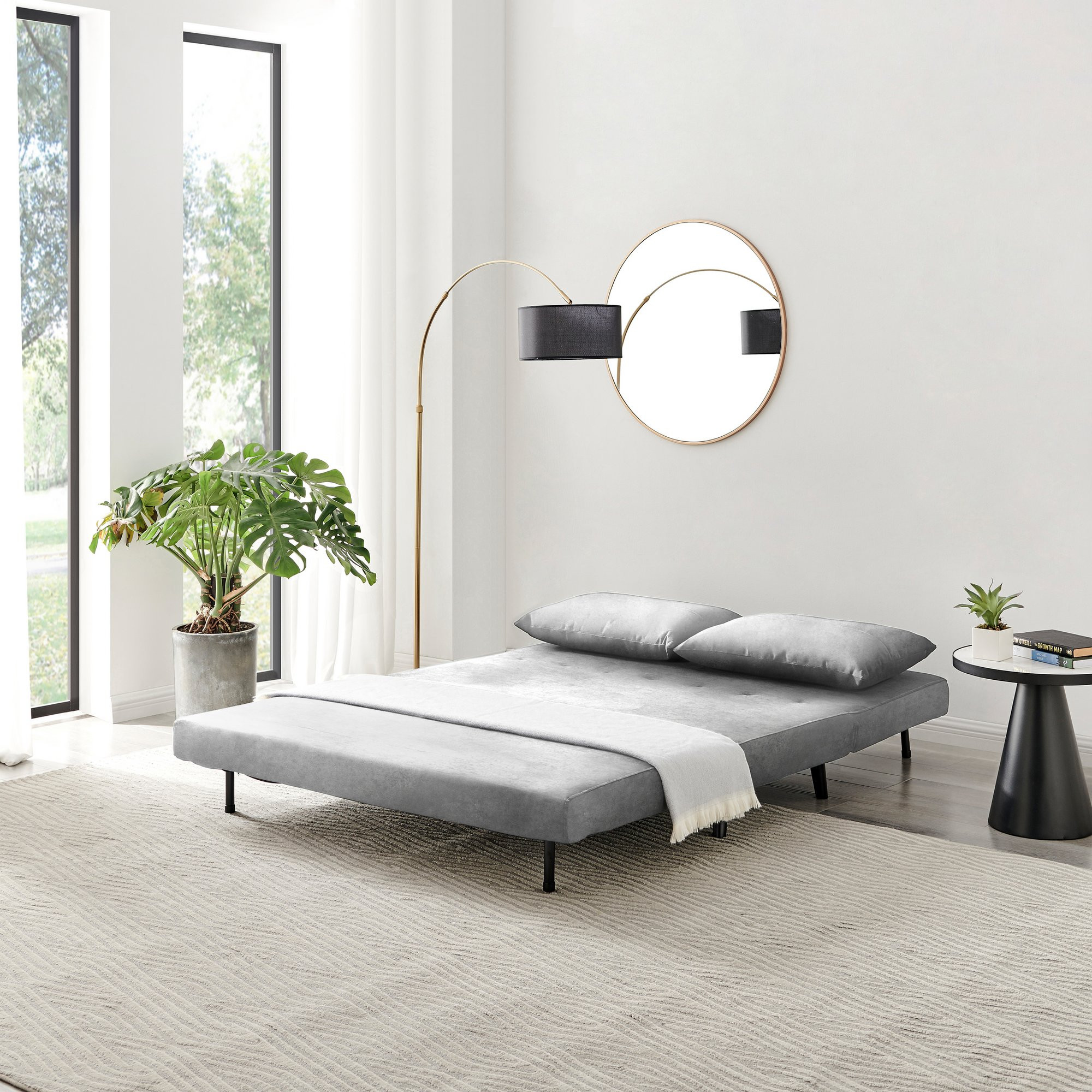 Bobby Folding Sofa Bed Grey Velvet | Double Sofa Bed