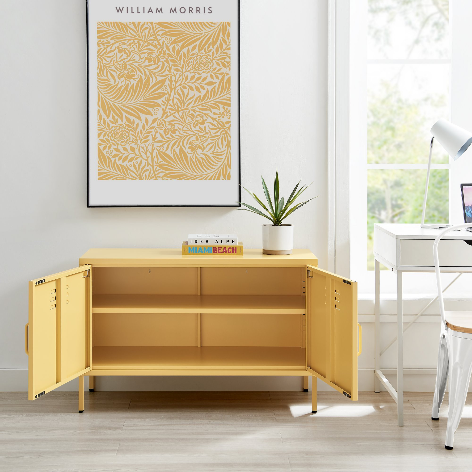 Teksi Mustard Yellow Metal 2 Door Sideboard | Storage Furniture