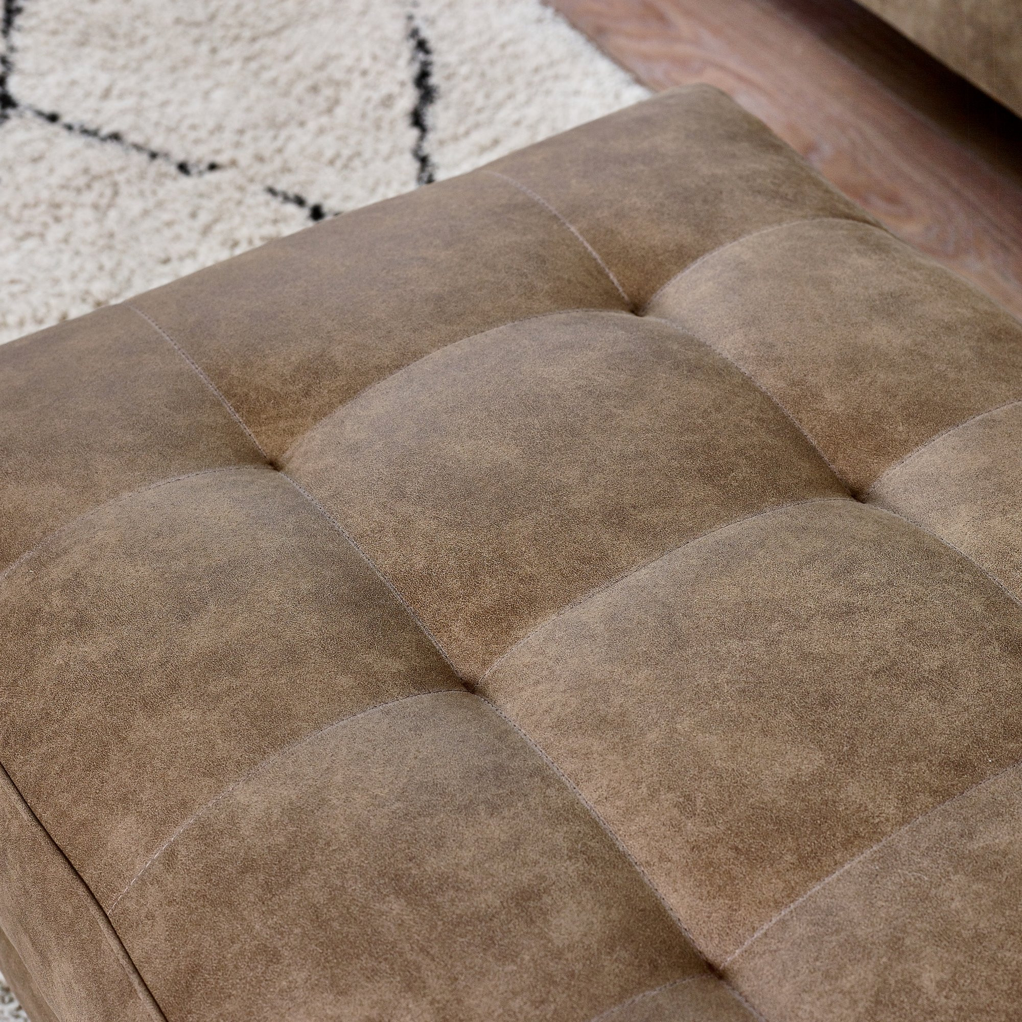 Jolene Brown Faux Leather Footstool | Living Room Furniture