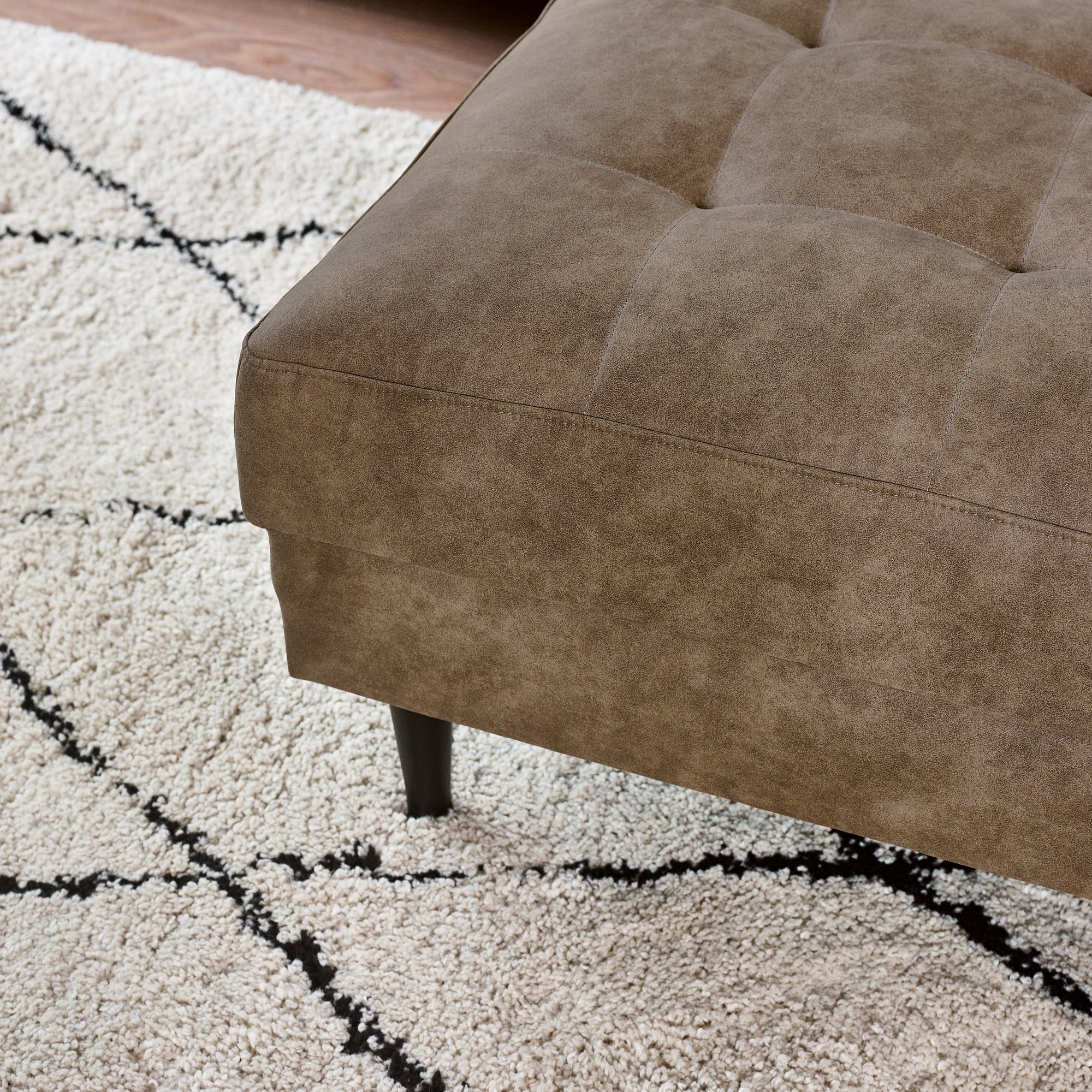 Jolene Brown Faux Leather Footstool | Living Room Furniture