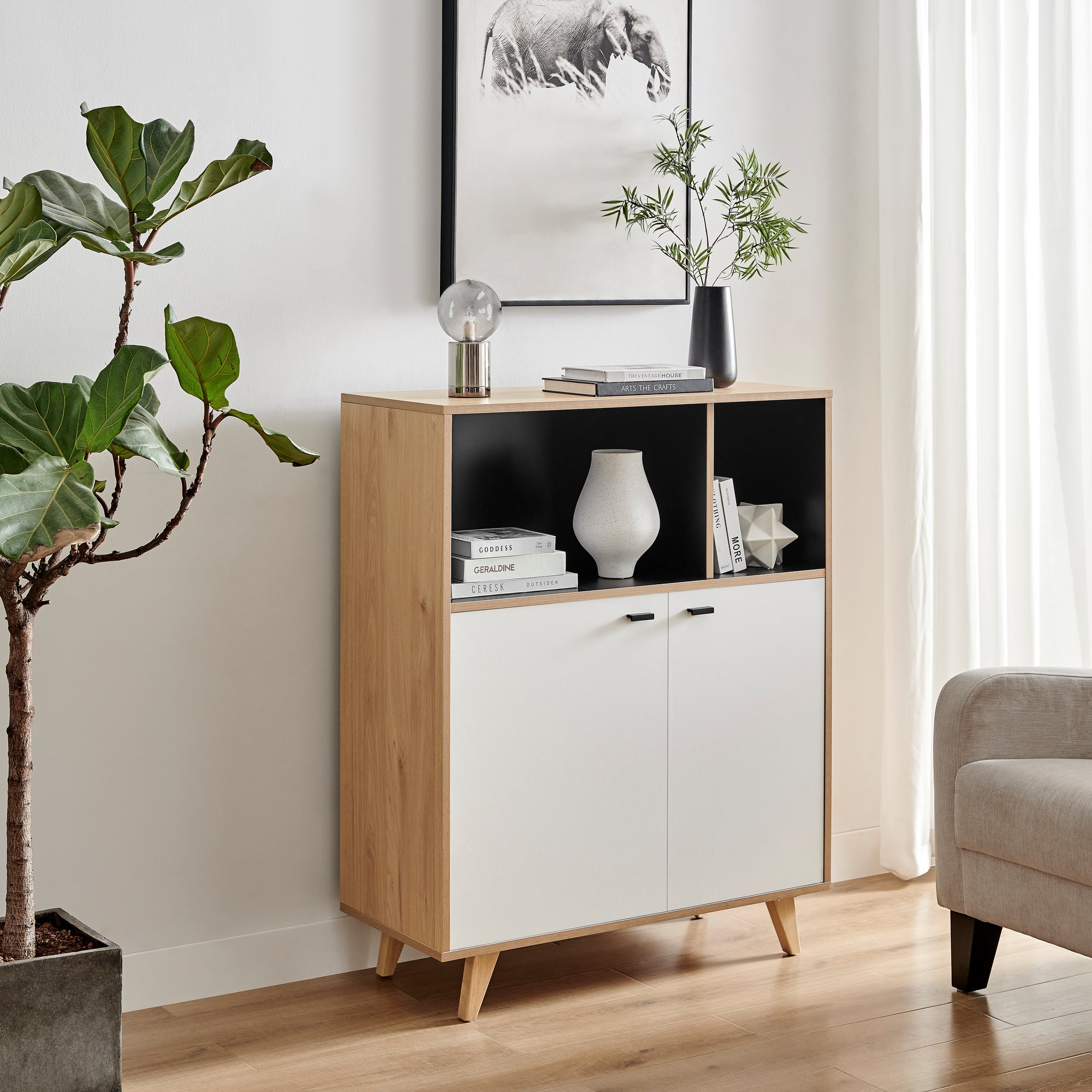 Bisset Storage Wood White Dresser Sideboard | Living Room