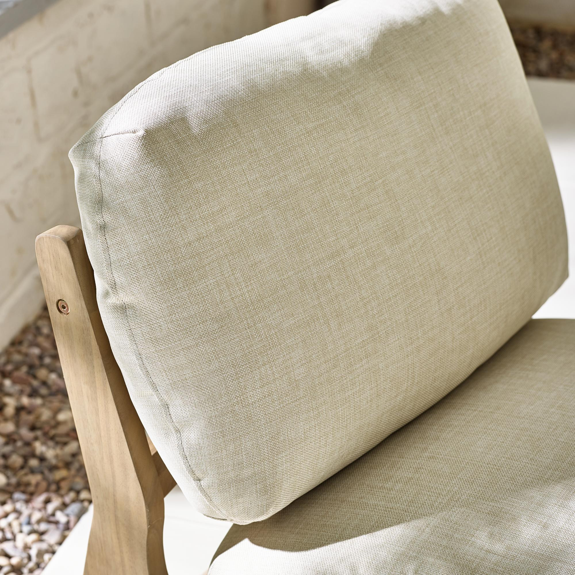 Iko 2 Wood & Cream Chairs + Side Table Set | Garden Furniture
