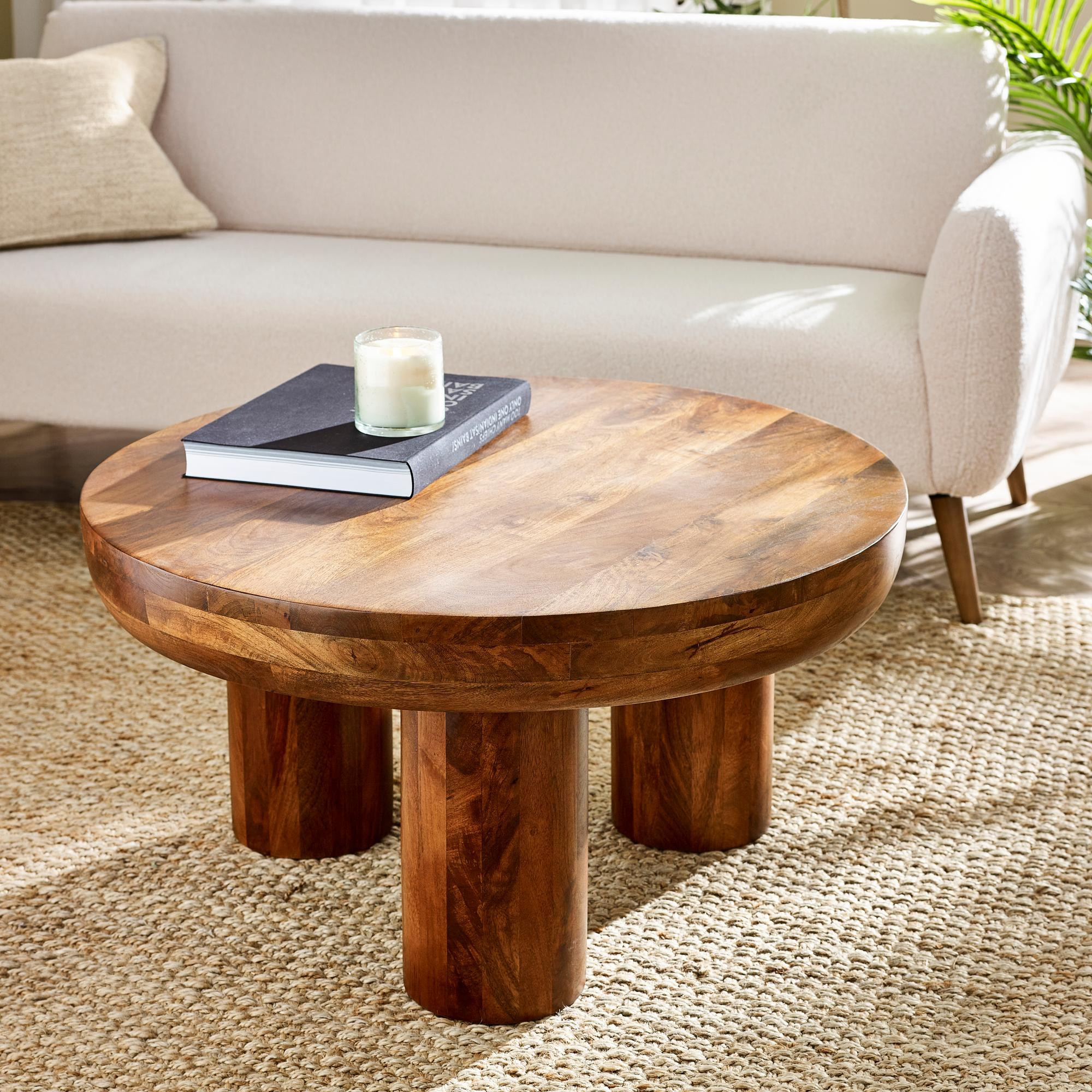 Amy Wood Round Coffee Table | Living Room Furniture